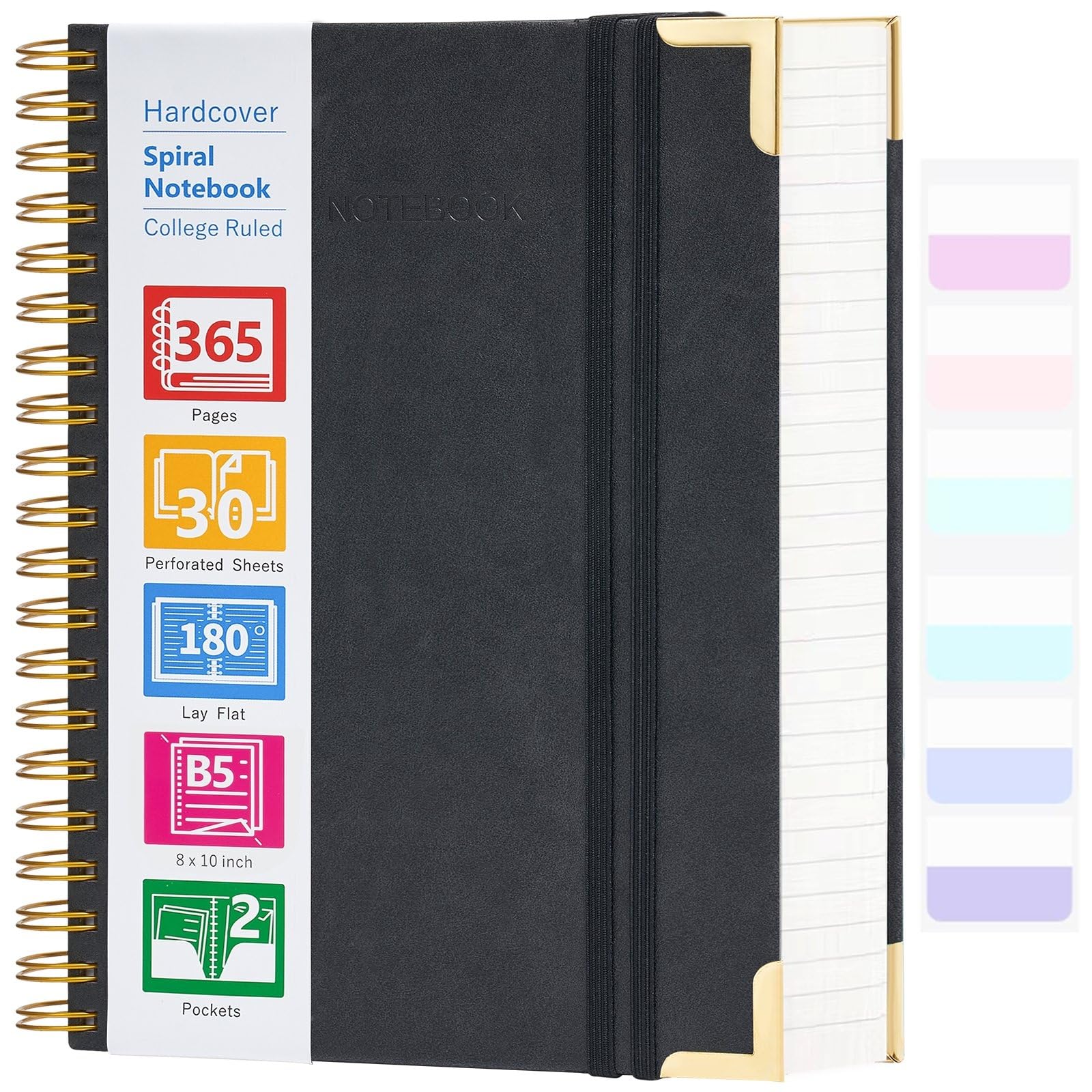 Amazon.com : Spiral Notebook, 365 Page Hardcover Leather Notebook ...
