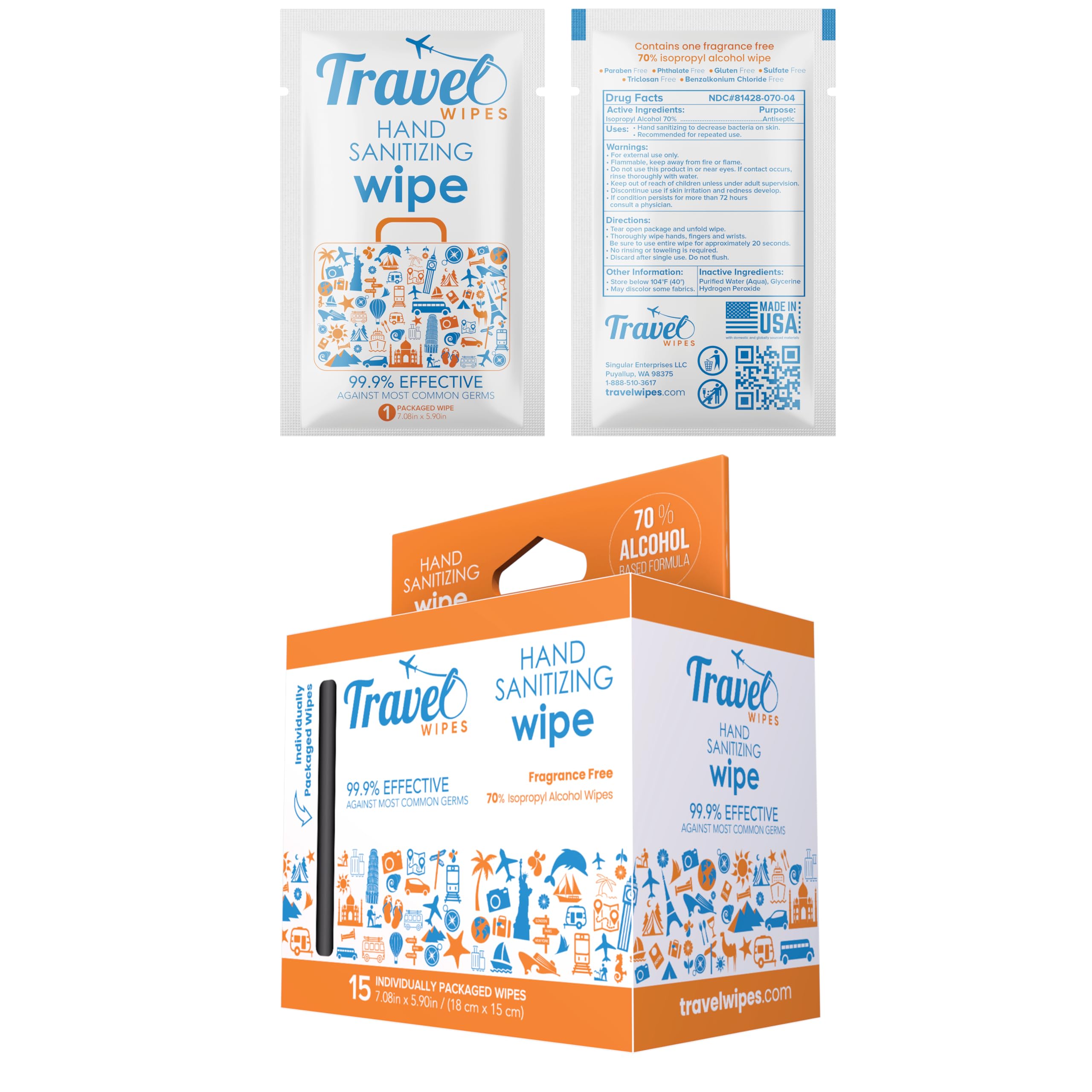 Amazon.com : Travel Wipes HAND SANITIZING Individually Packed Premium ...