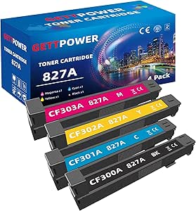 GETTPOWER 4 Pack 827A CF300A CF301A CF302A CF303A Toner, Remanufactured M880 Toner Cartridge ...