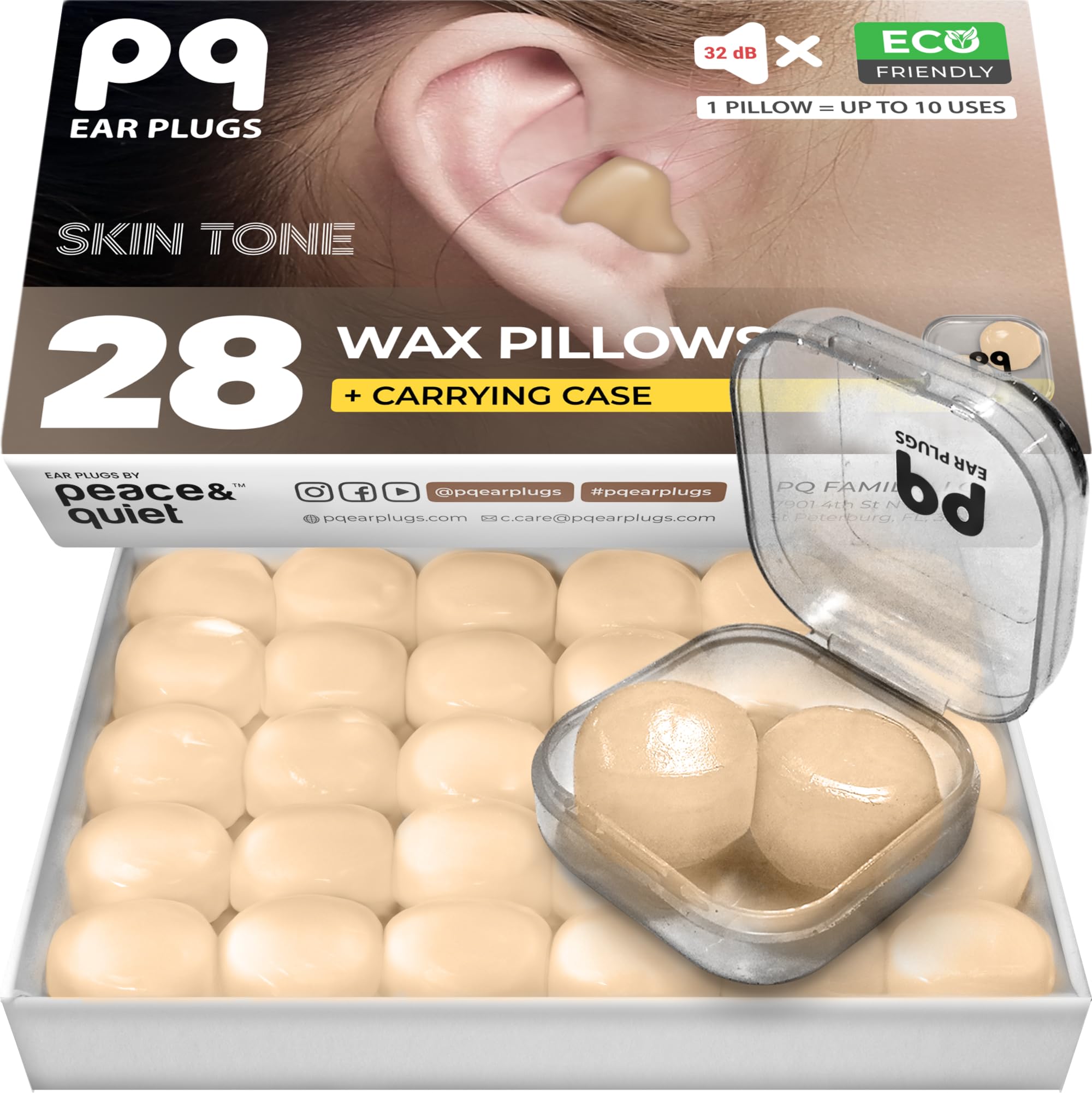 Amazon.com: PQ Sleeping Ear Plugs Silicone - 28 Wax Moldable Ear Plugs ...