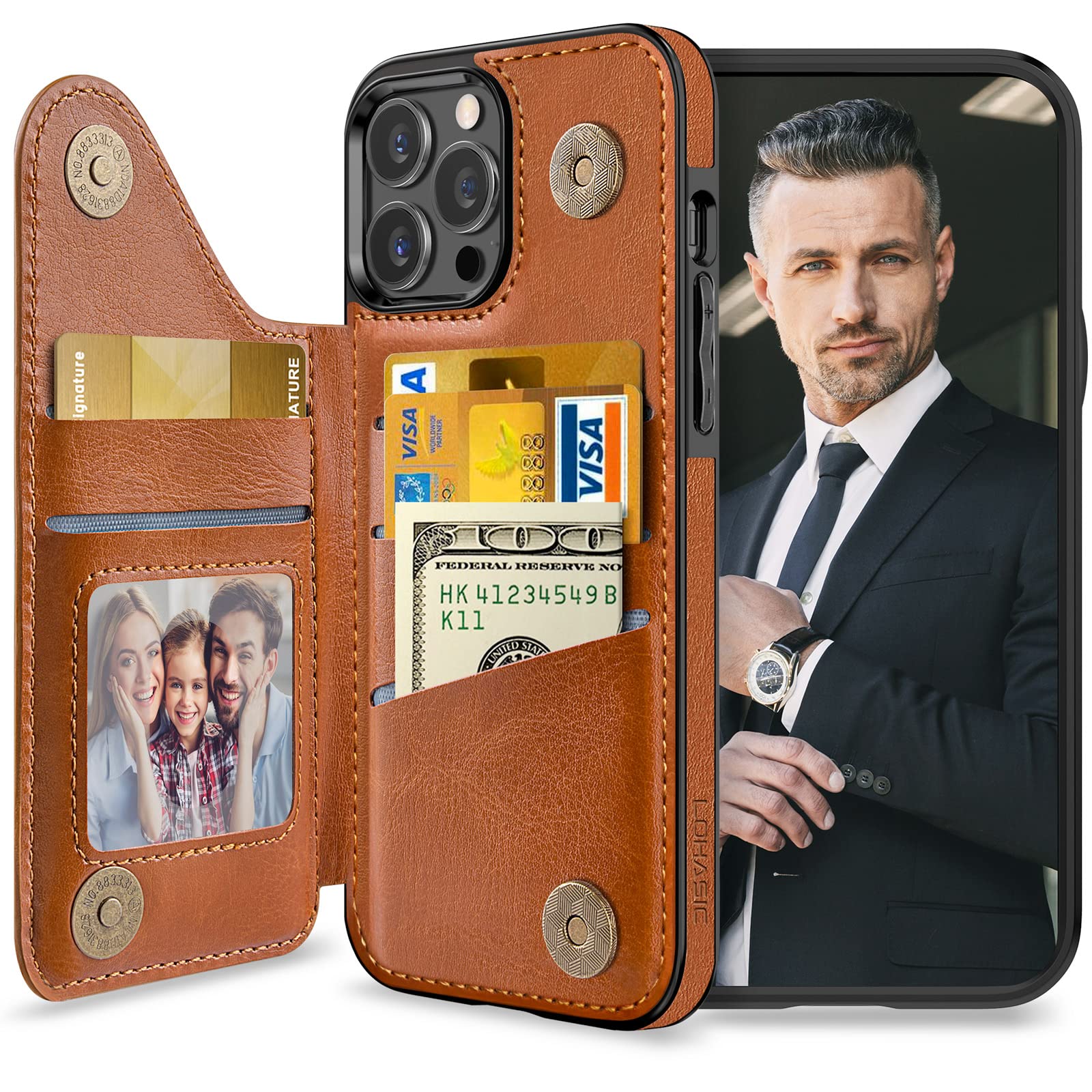 Amazon.com: LOHASIC for iPhone 14 Pro Max Wallet Case, 5 Card Holder ProMax Phone Cover to Men ...