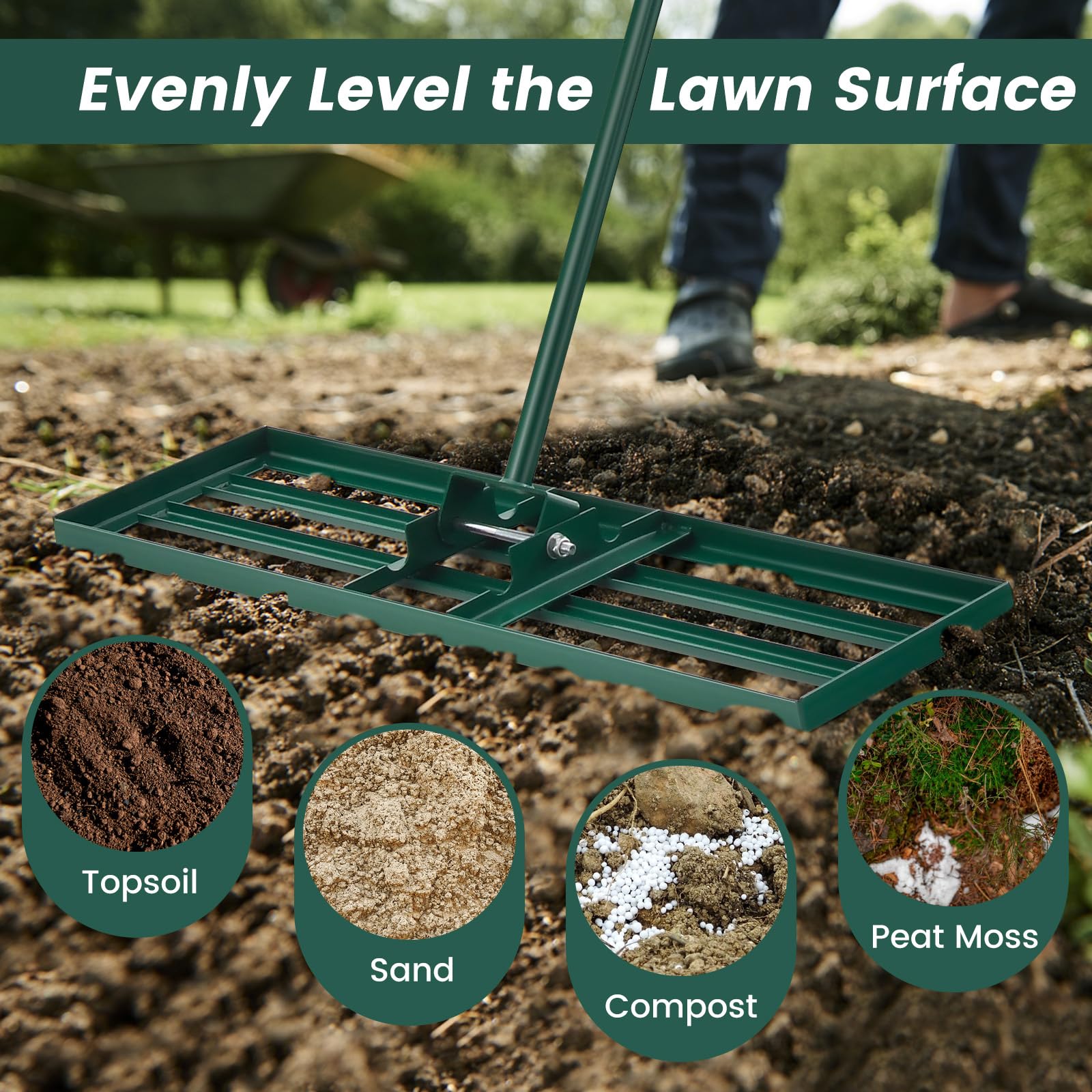 Snapklik.com : Lawn Leveling Rake, 30" X 10" Heavy Duty Level Lawn Tool ...