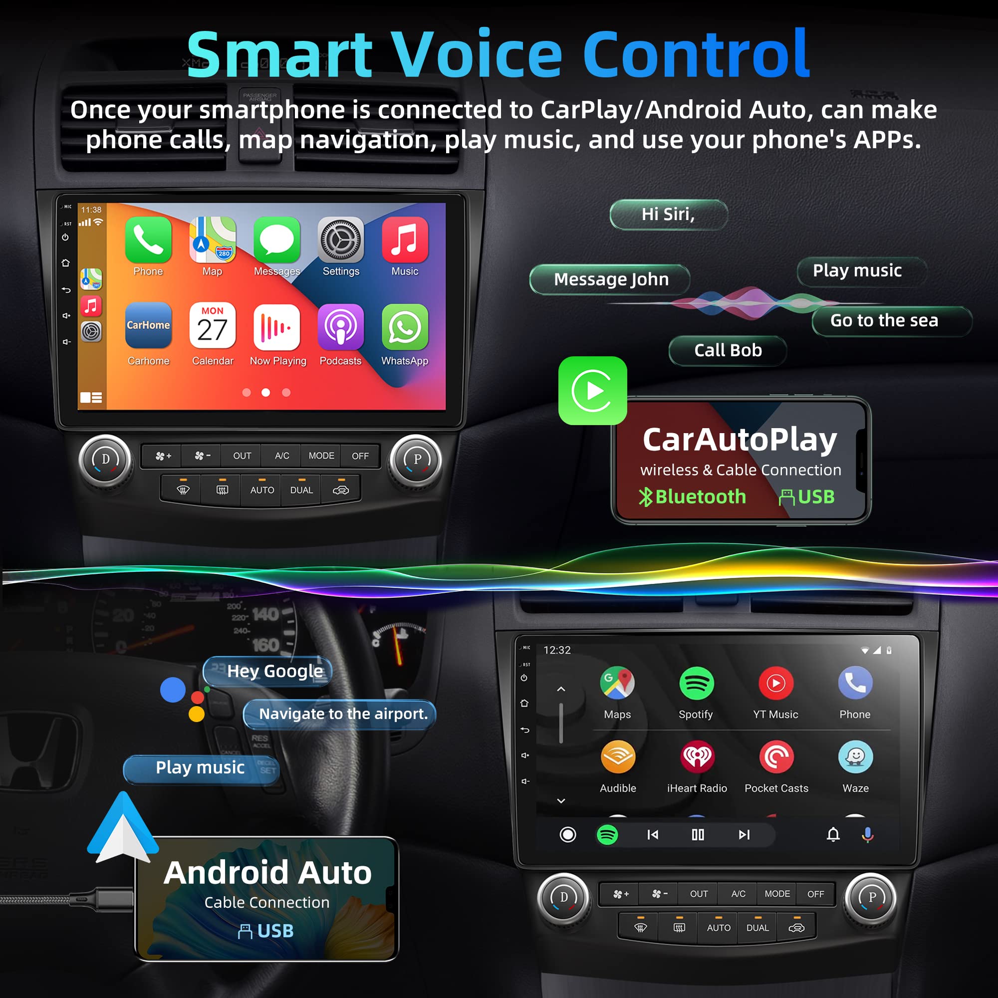 Android 12 for Hondas Accord Car Stereo Radio 2G RAM+32G ROM for 2003 ...