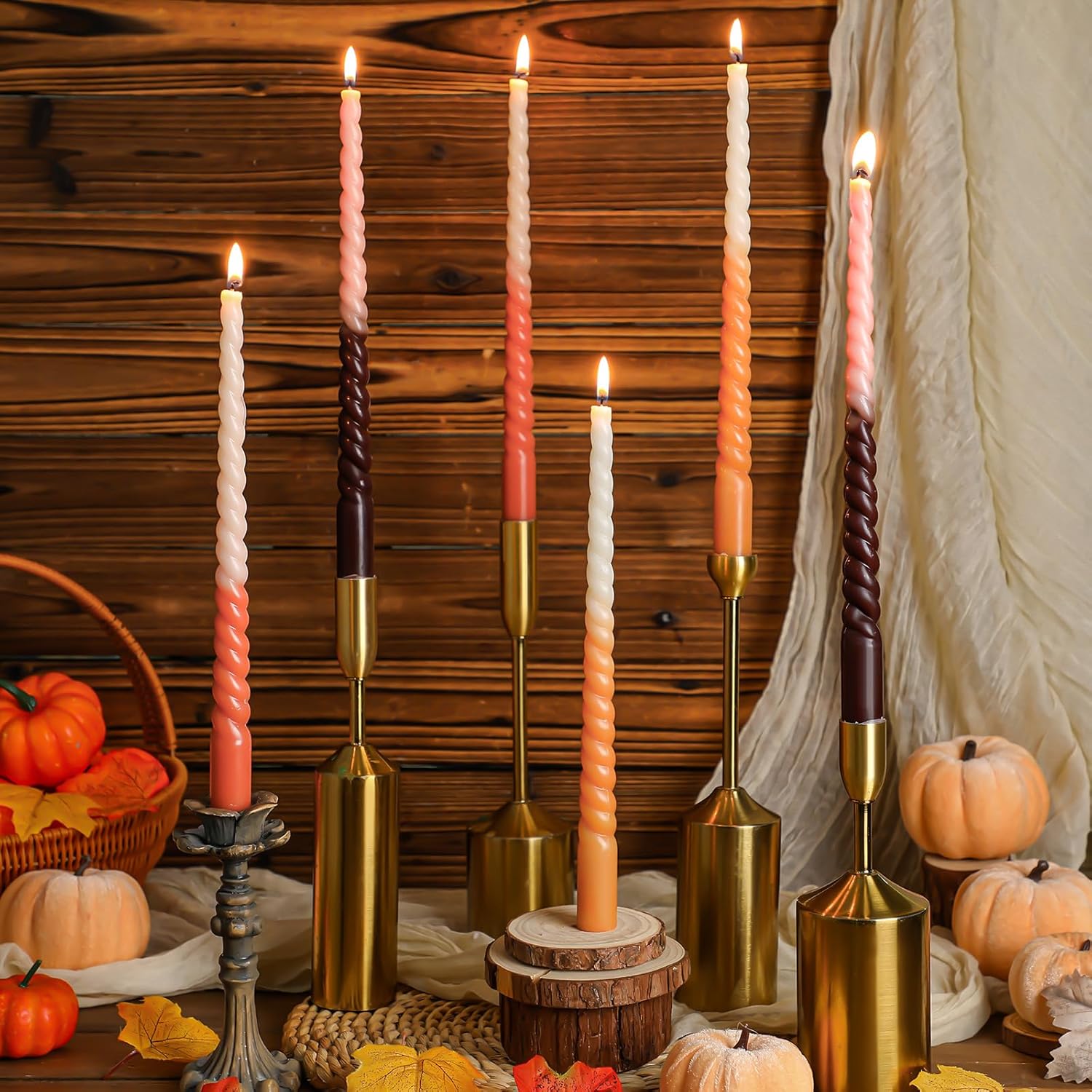 Amazon.com: Nuanchu 6 Pcs Fall Spiral Taper Candles Set Colorful Color ...