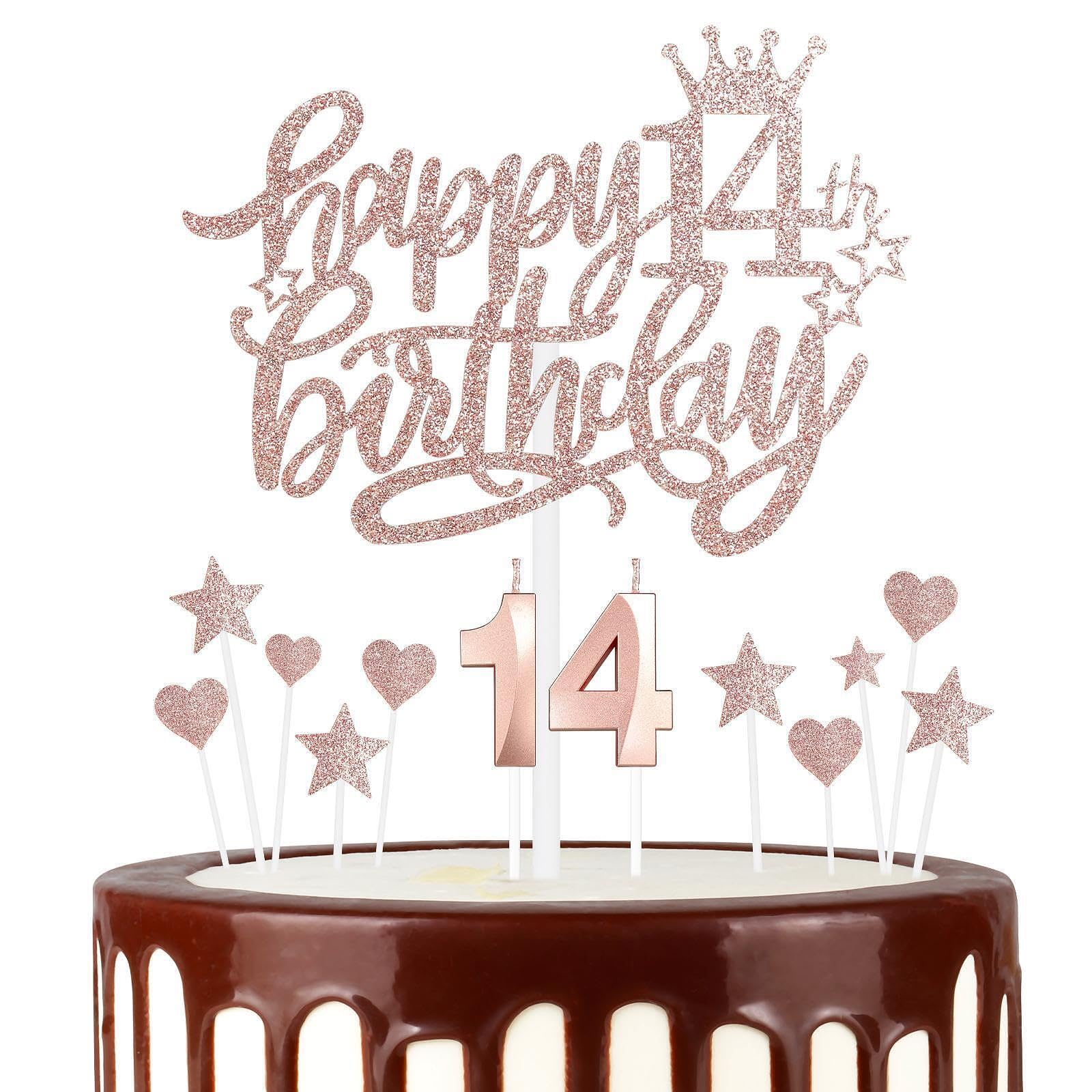 Amazon.com: iNINGER Boys Girls 14th Happy Birthday Candles Cake Toppers ...