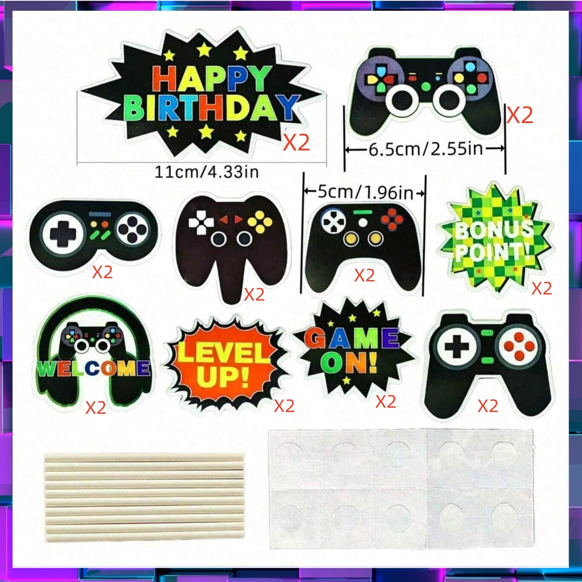 Snapklik.com : 21 PCS Video Game Themes Cake Toppers Video Game Cake ...