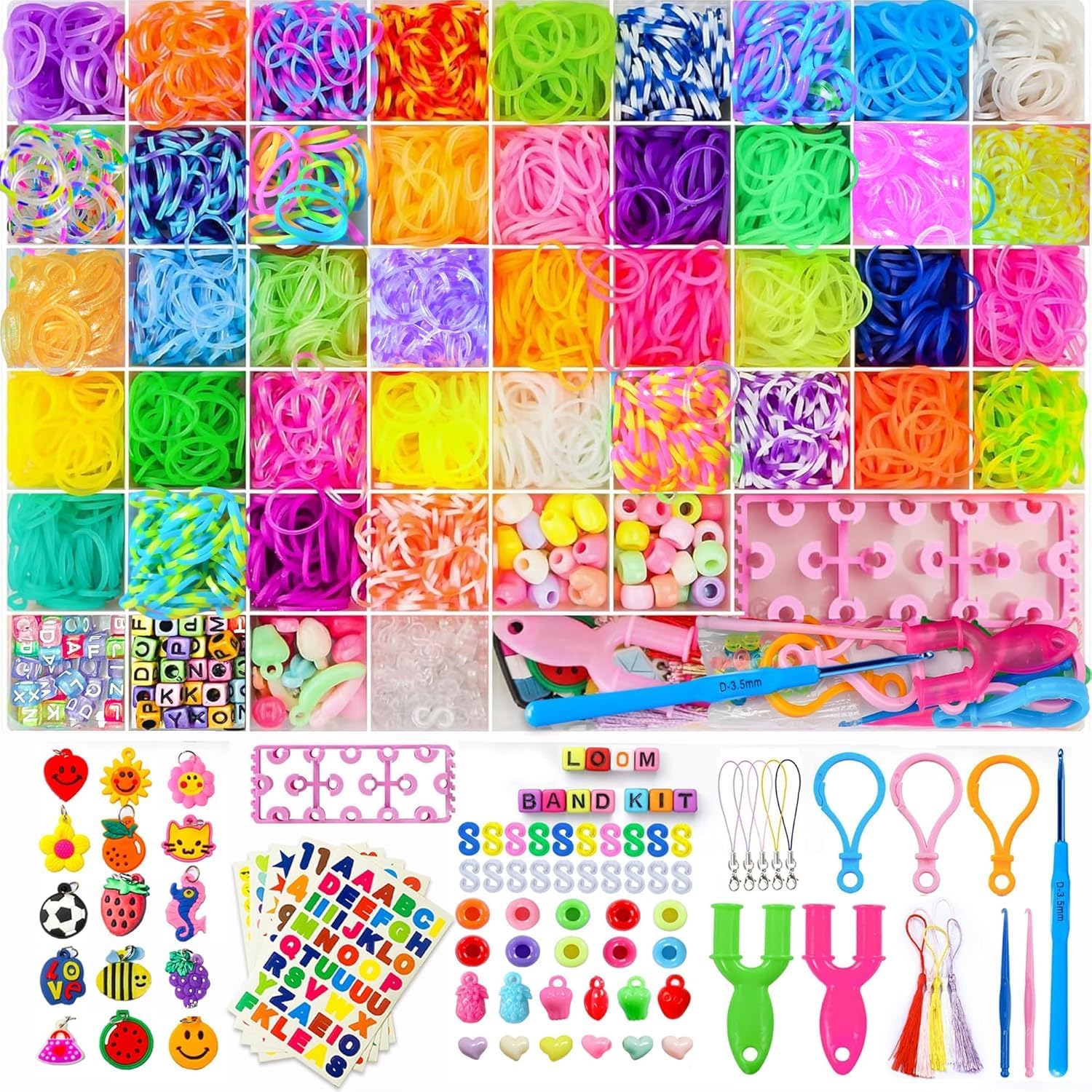 5000+ Rubber Band Bracelet Kit | 40 Bright Colors | DIY Craft Loom ...