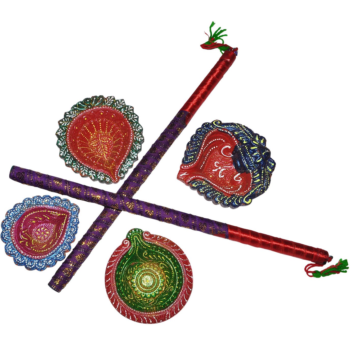 Buy DakshCraft Exquisite Hand Crafted Diya & Wooden Dandia Sticks Combo ...