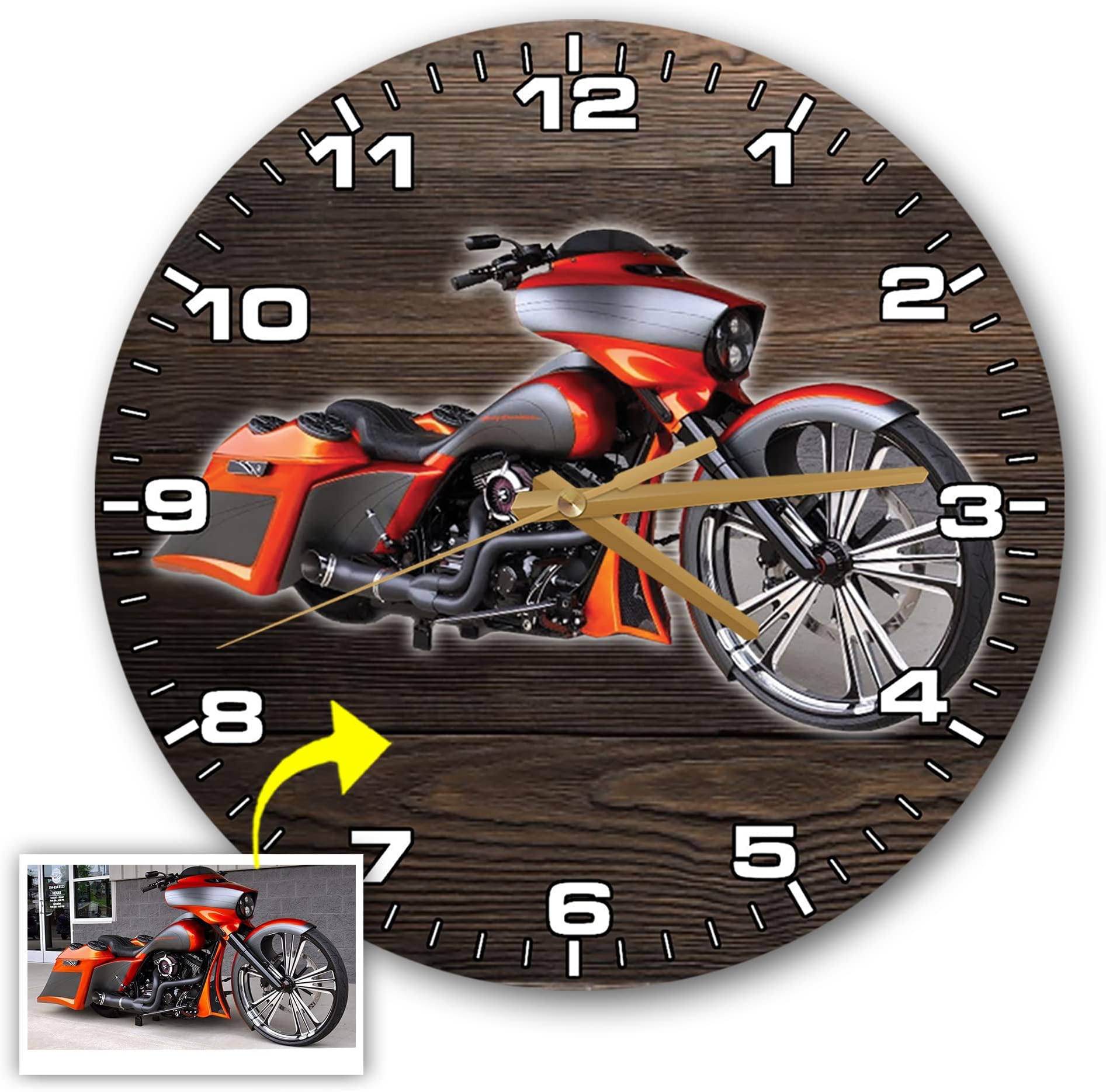 Amazon.com: Kool-Kool Personalized Photo Wall Clock for Motorcycle ...