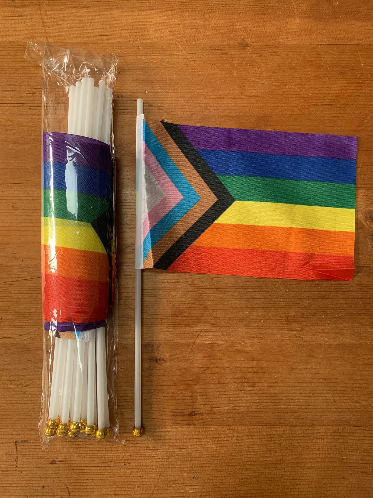 Rorchio 20 Pack Small Pride Flags, Mini Progress Stick Flag Rainbow ...