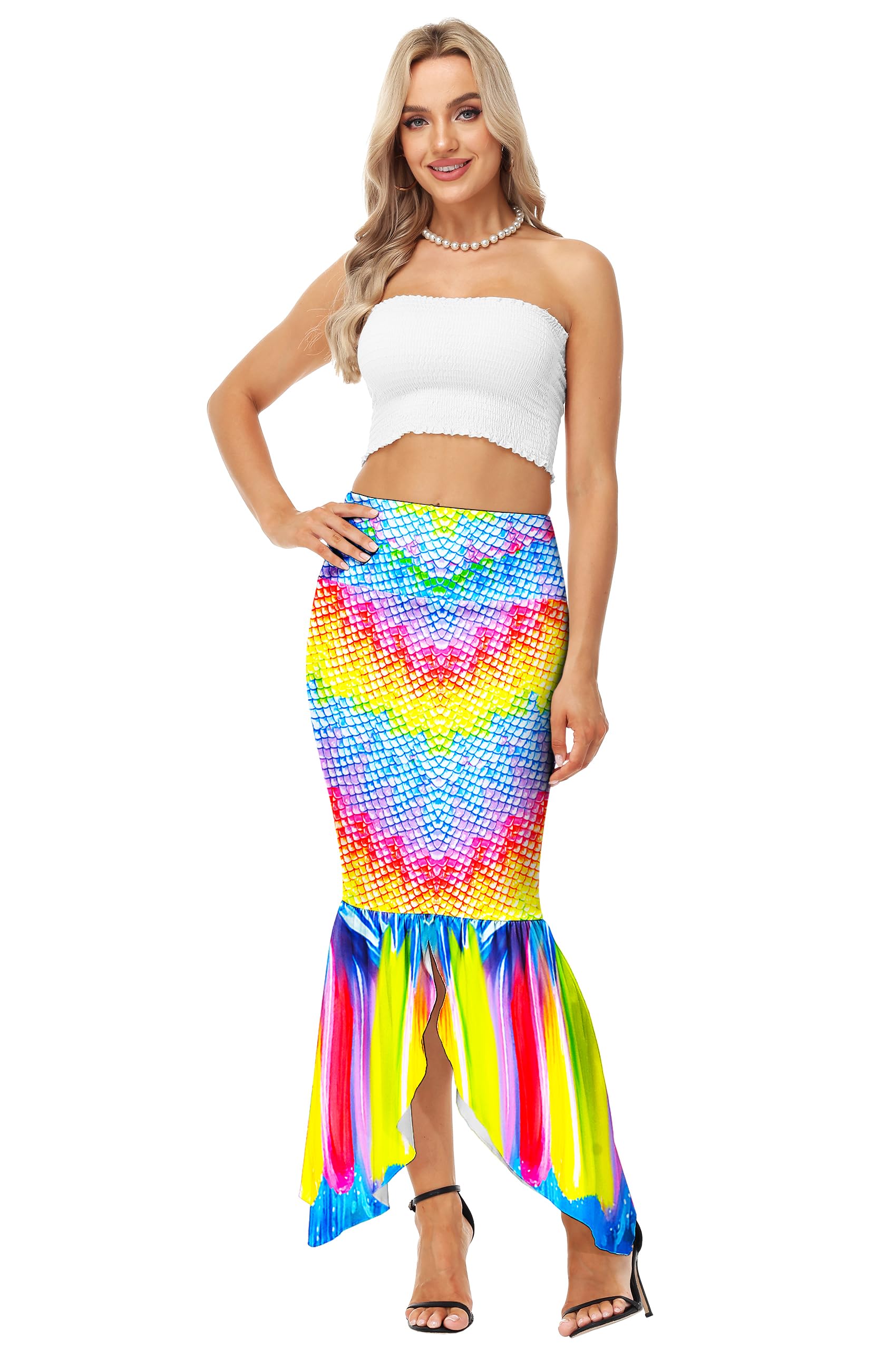 Snapklik.com : Women Mermaid Costume Gradient Fish Scale Printed Tail ...