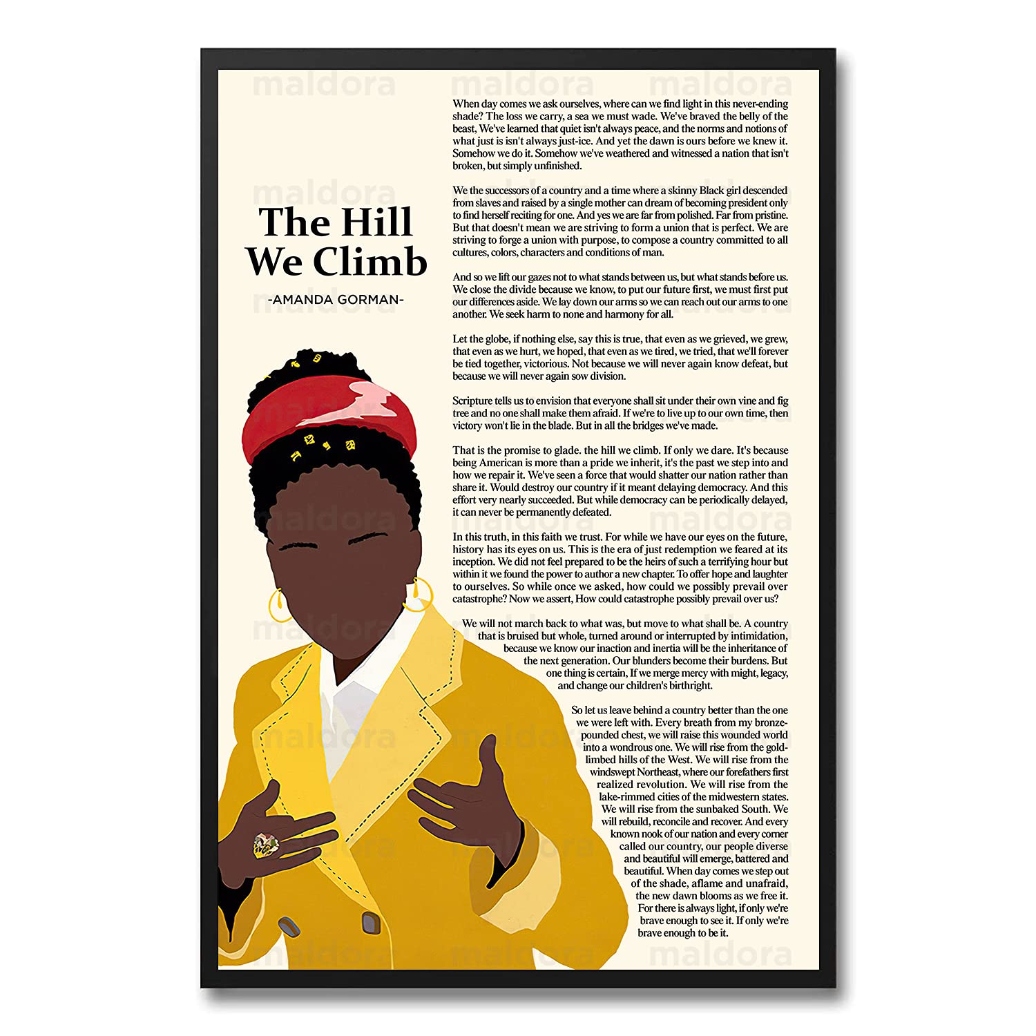 Maldora The Hill We Climb Poem Poster Amanda Gorman Poster | Desertcart ...