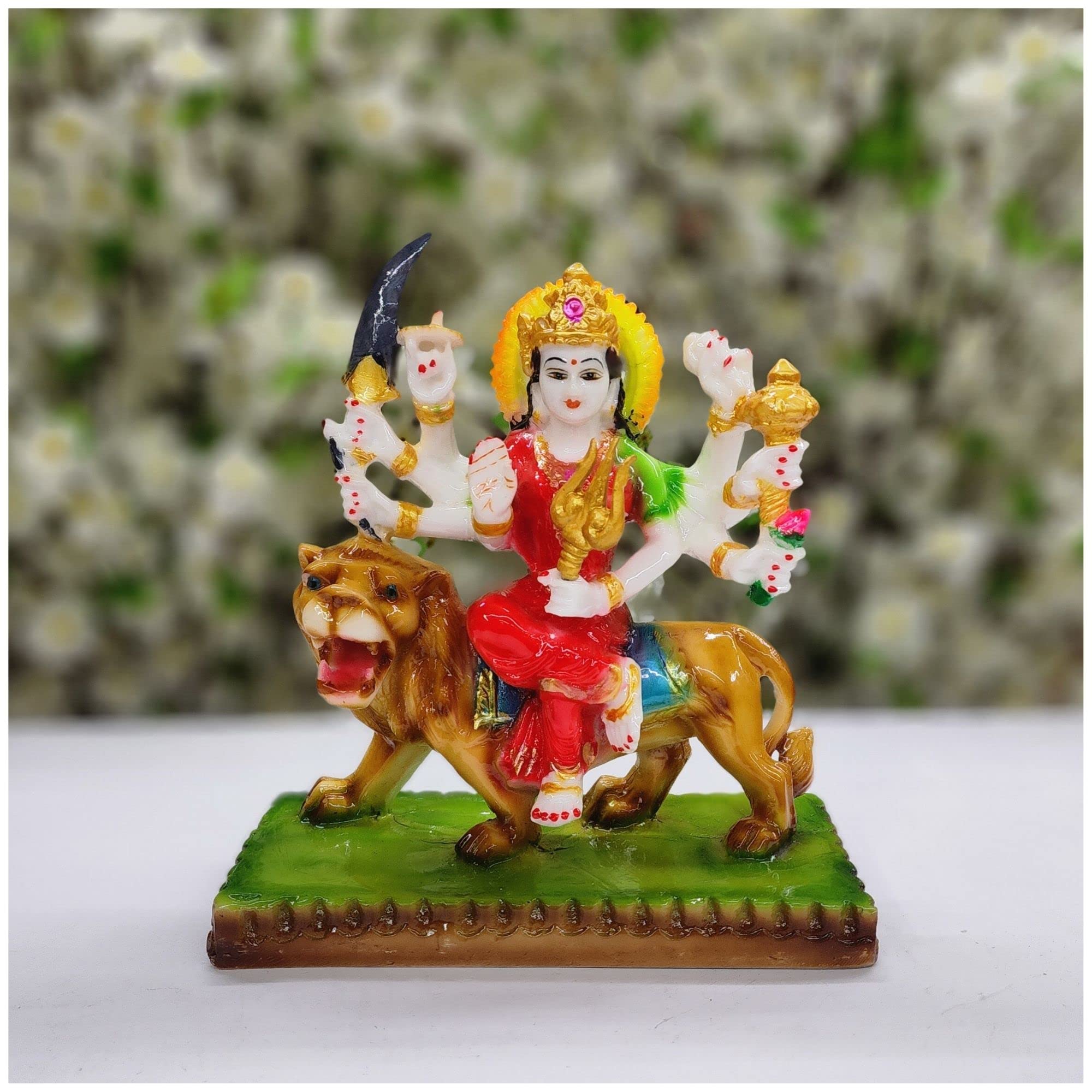 Buy AtoZ India Cart Durga Ma Statue in Marble Dust Hindu Goddess Statue ...