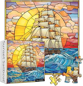 Amazon.com: PICKFORU Stained Glass Puzzles for Adults 1000 Pieces and ...
