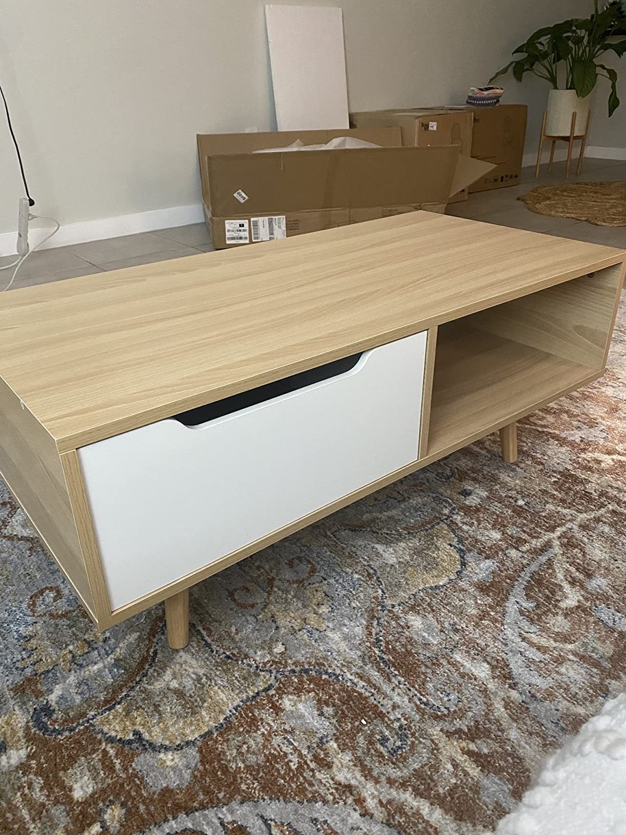 $20/mo - Finance Cozy Castle Modern Coffee Table, Wooden Cocktail Table ...