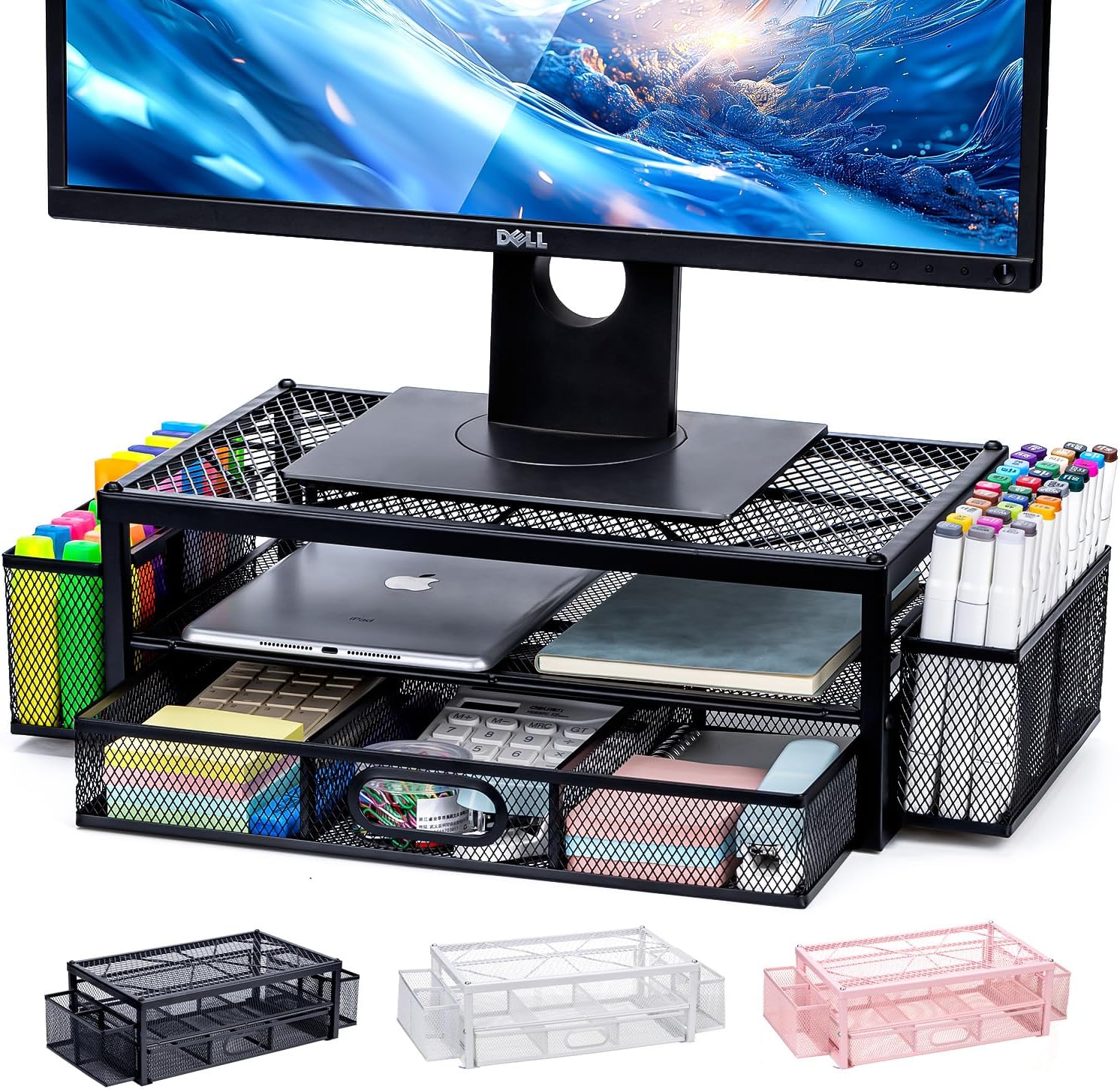 Amazon.com: NCXTKJ 2-Tier Monitor Stand for Desk, Metal Computer ...