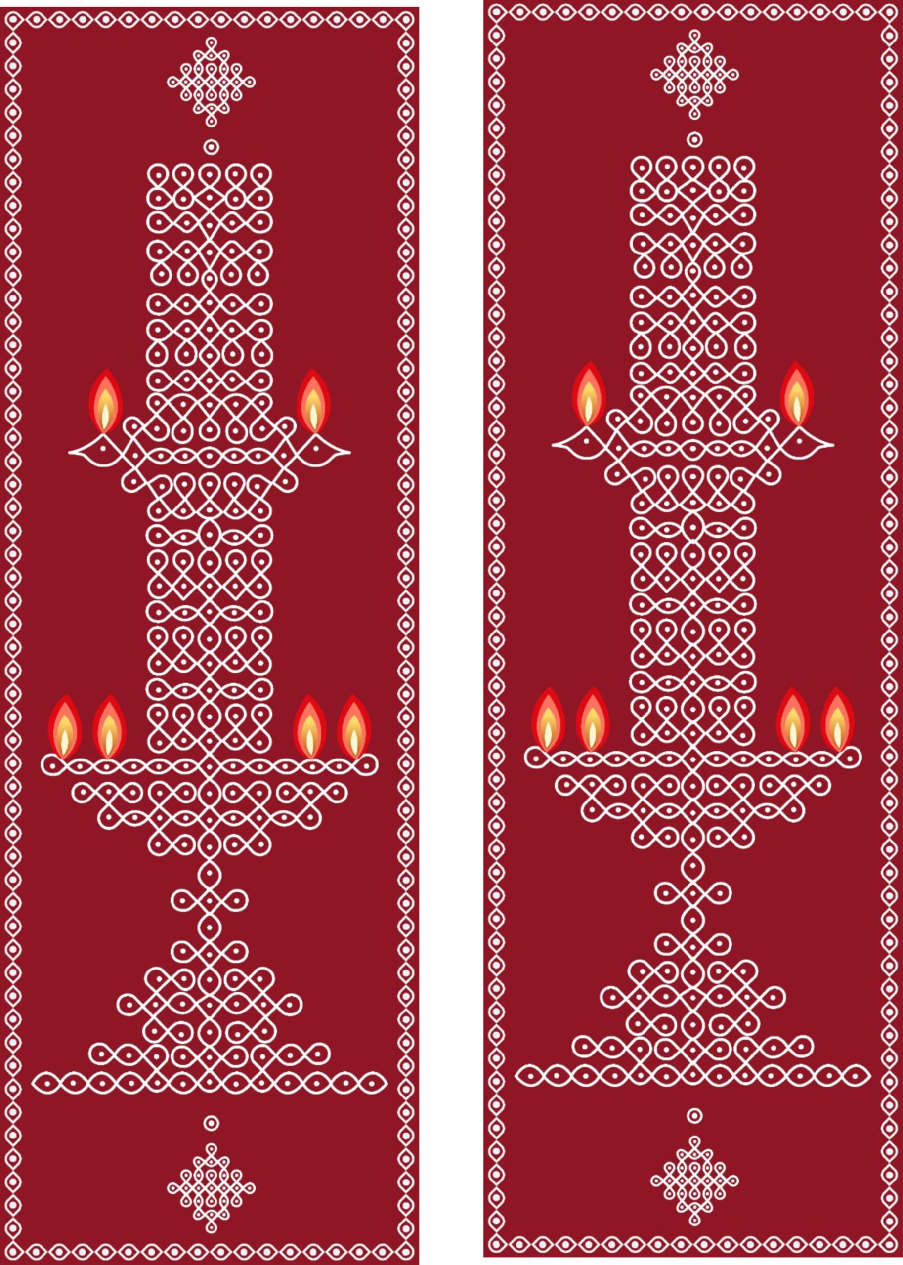 Buy WorldAngle Kolam Rangoli Border Stickers for Pooja Room, Decorative ...