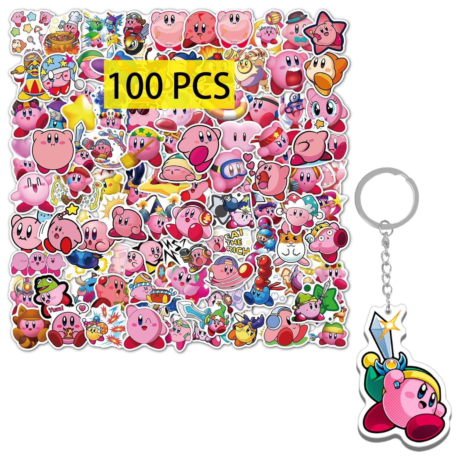 Amazon.com: Babymiu Cartoon Video Game Kirby Stickers 100Pcs（with Cute ...