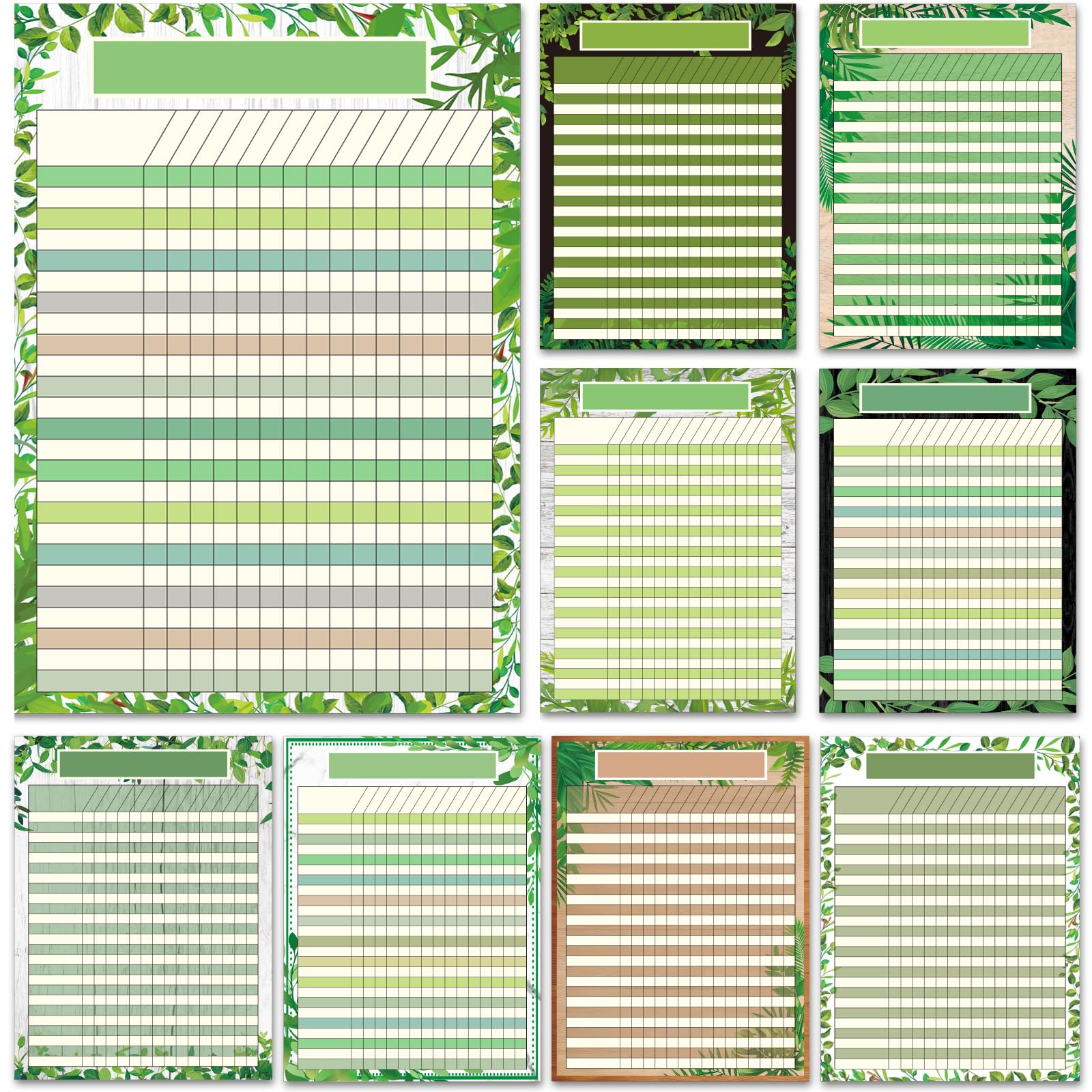 9 Pcs Greenery Classroom Charts Simply Boho Classroom Incentive Chart ...