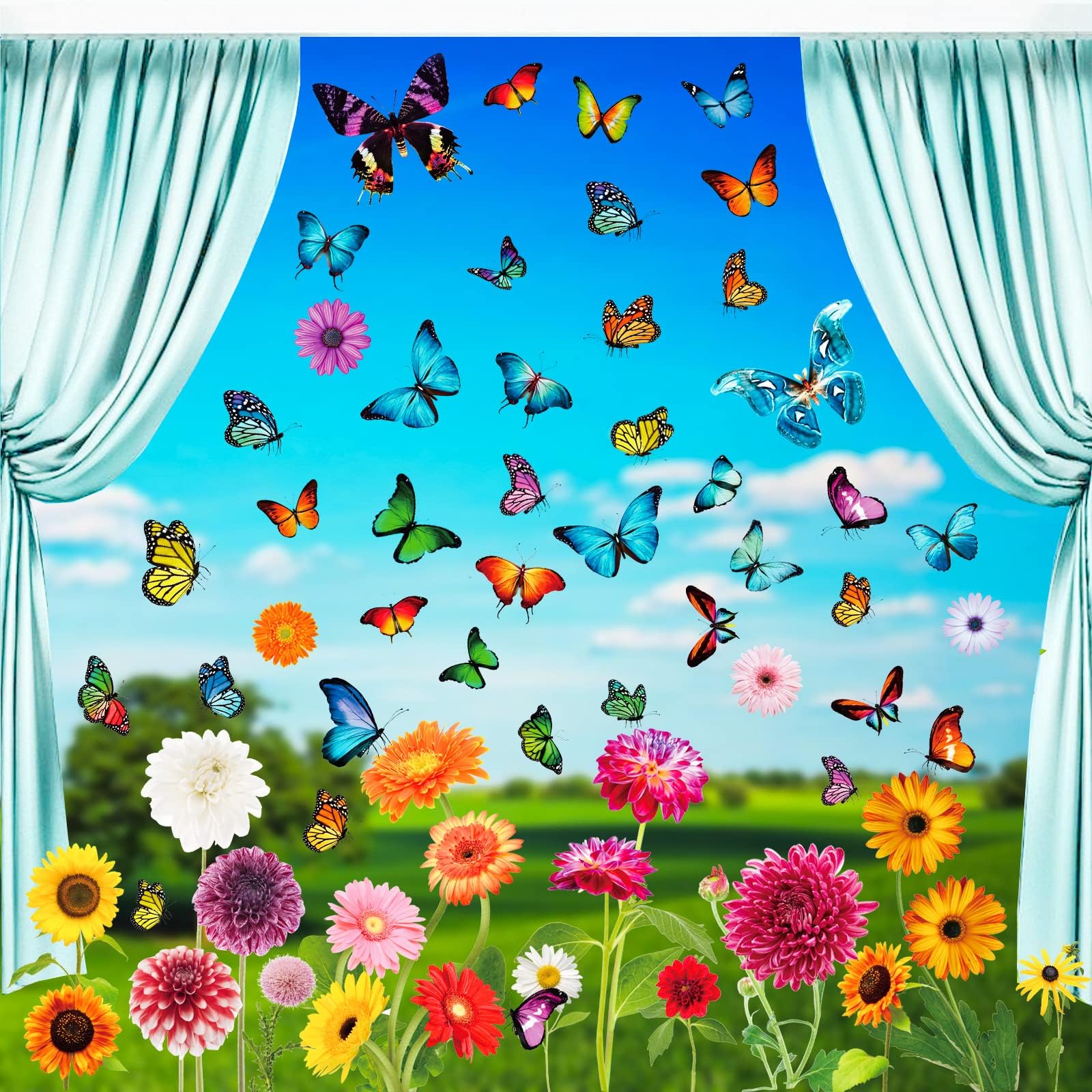 Amazon.com: PARLAIM 18 PCS Butterfly Window Clings with 12 PCS Flowers ...