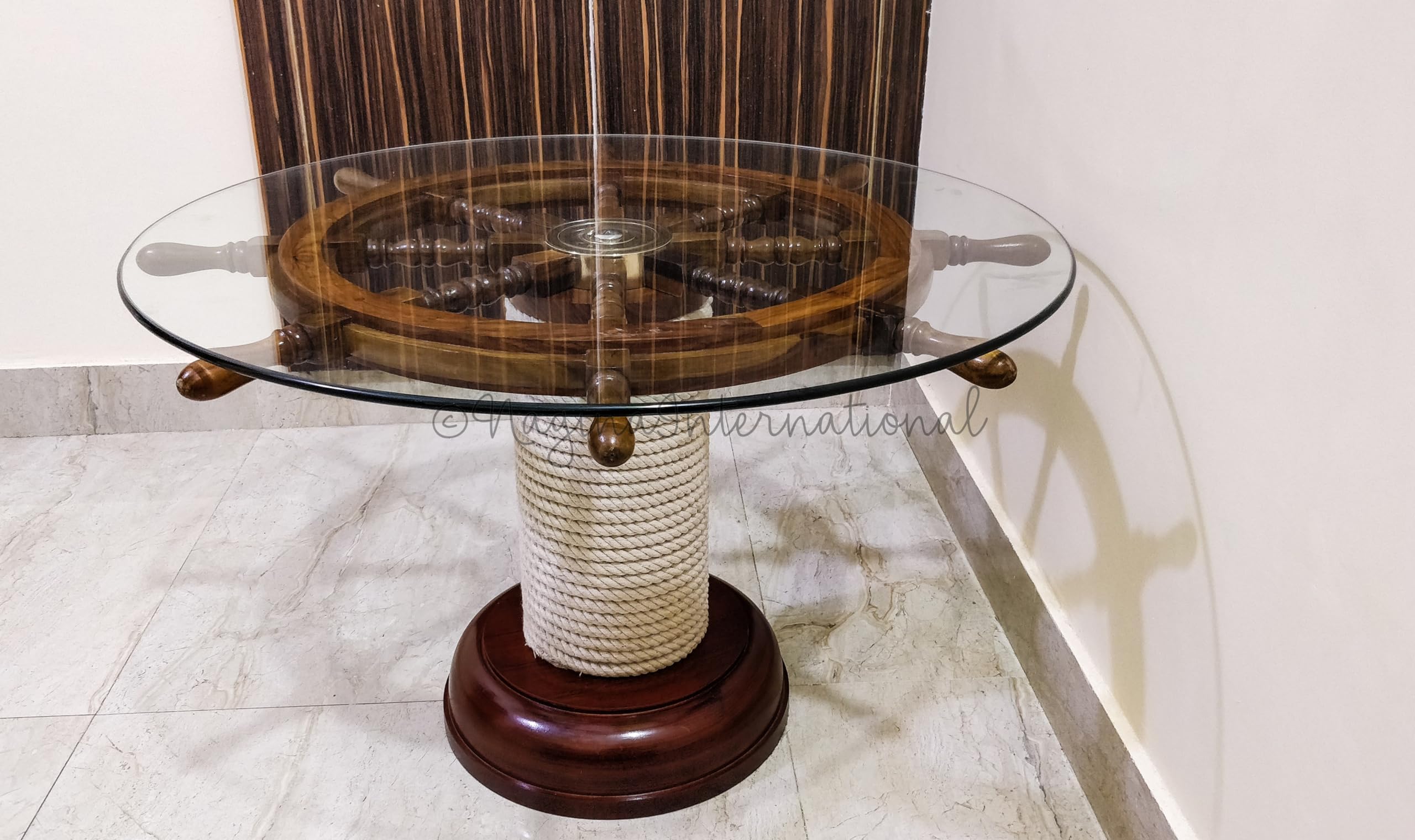 Amazon.com: HS Nautical Ship Wheel Table w/Glass : Home & Kitchen