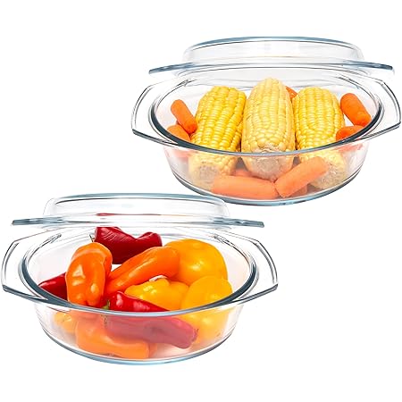 Amazon.com: Simax Casserole Dish Set, Set of 2 Casserole Dish with Lid ...