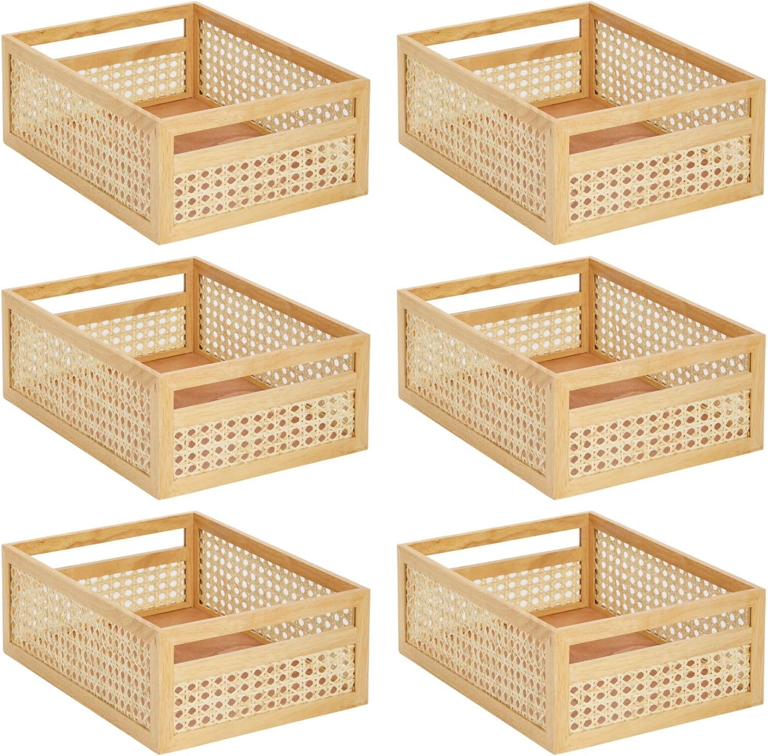 Amazon.com - mDesign Large Wooden Rectangular Organizer, Natural Cane ...