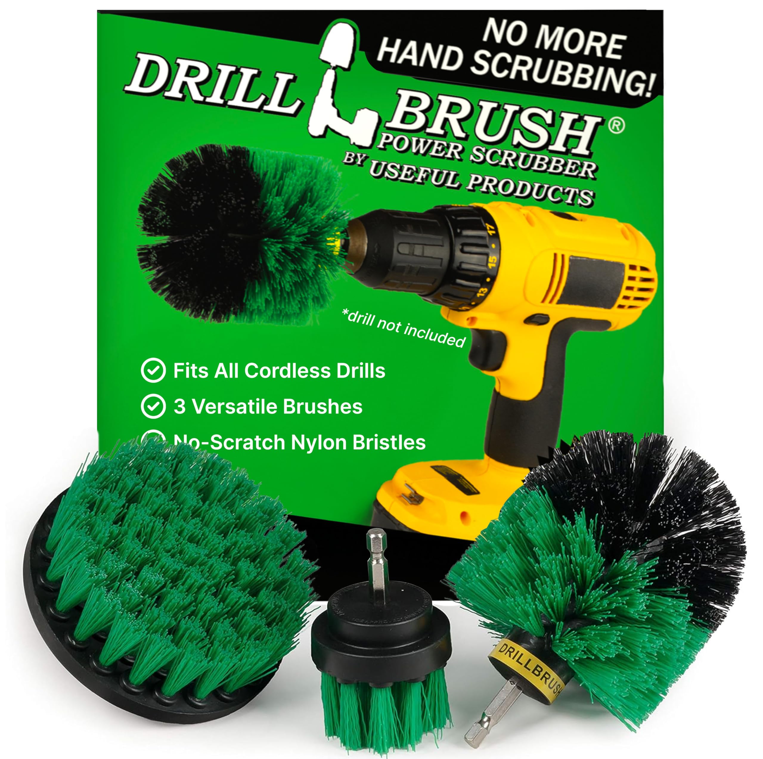Snapklik.com : Drillbrush Green Kitchen Drill Brush Set Drill Powered ...
