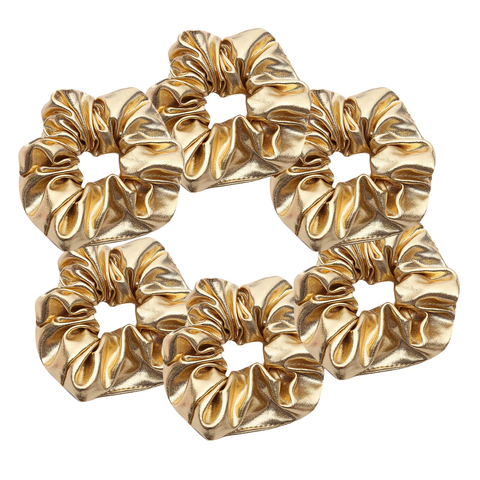 Amazon.com : OTYOU 6 Pack PU Leather Cheer Hair Scrunchies Gold ...