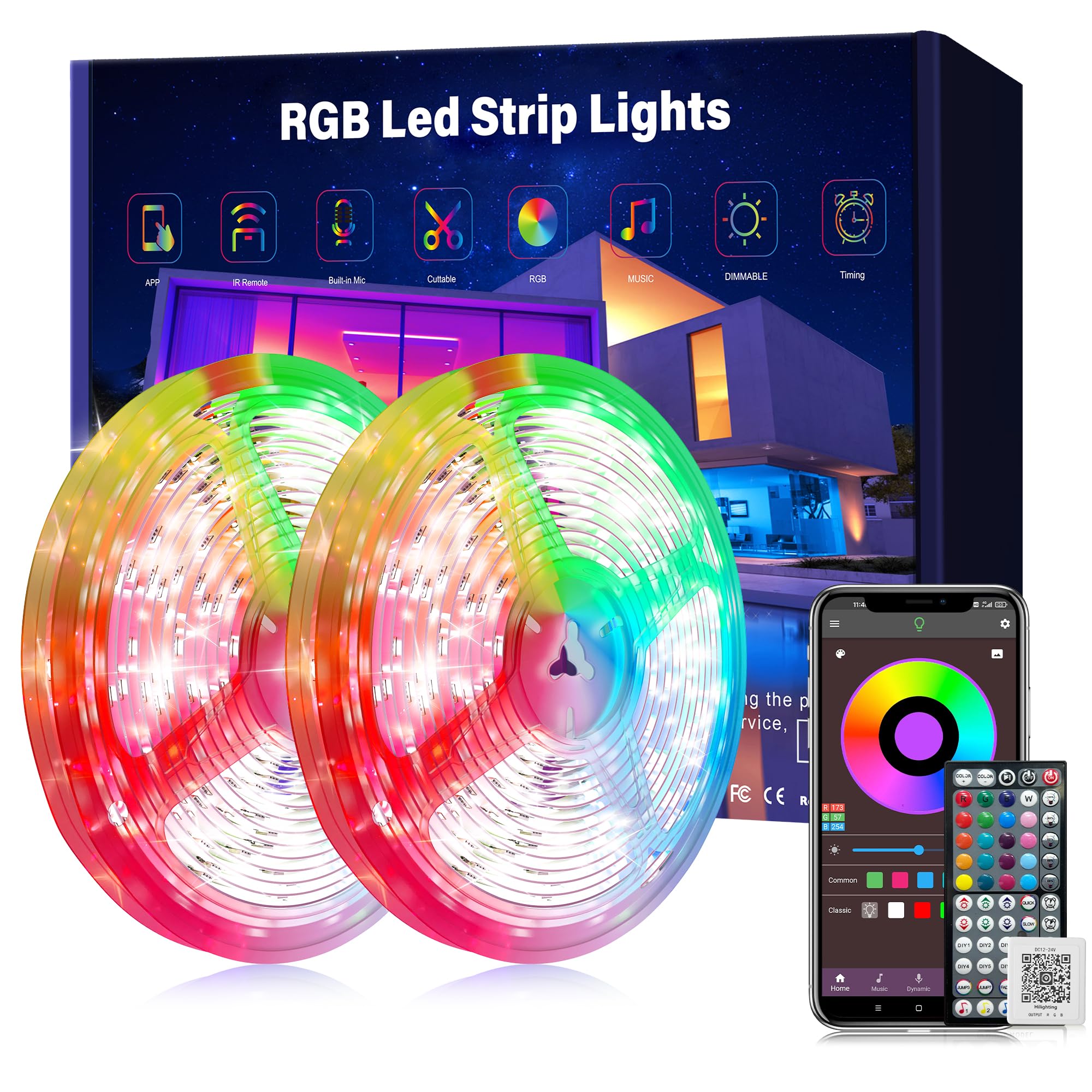 Amazon.com: Ledagic 132 ft LED Lights for Bedroom Music Sync RGB LED ...