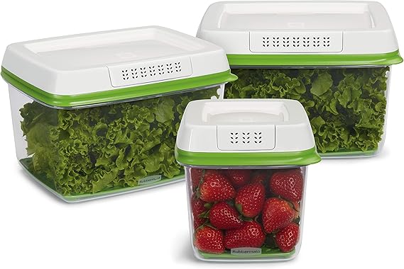 Rubbermaid FreshWorks Produce Saver Food Storage Containers, 3-Piece ...