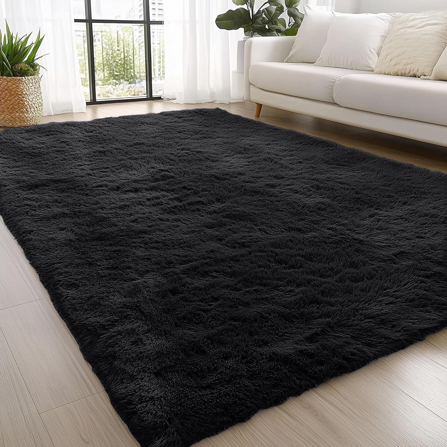 OLANLY Fluffy Area Rug for Living Room Bedroom, 4x6 Feet Soft Shaggy ...
