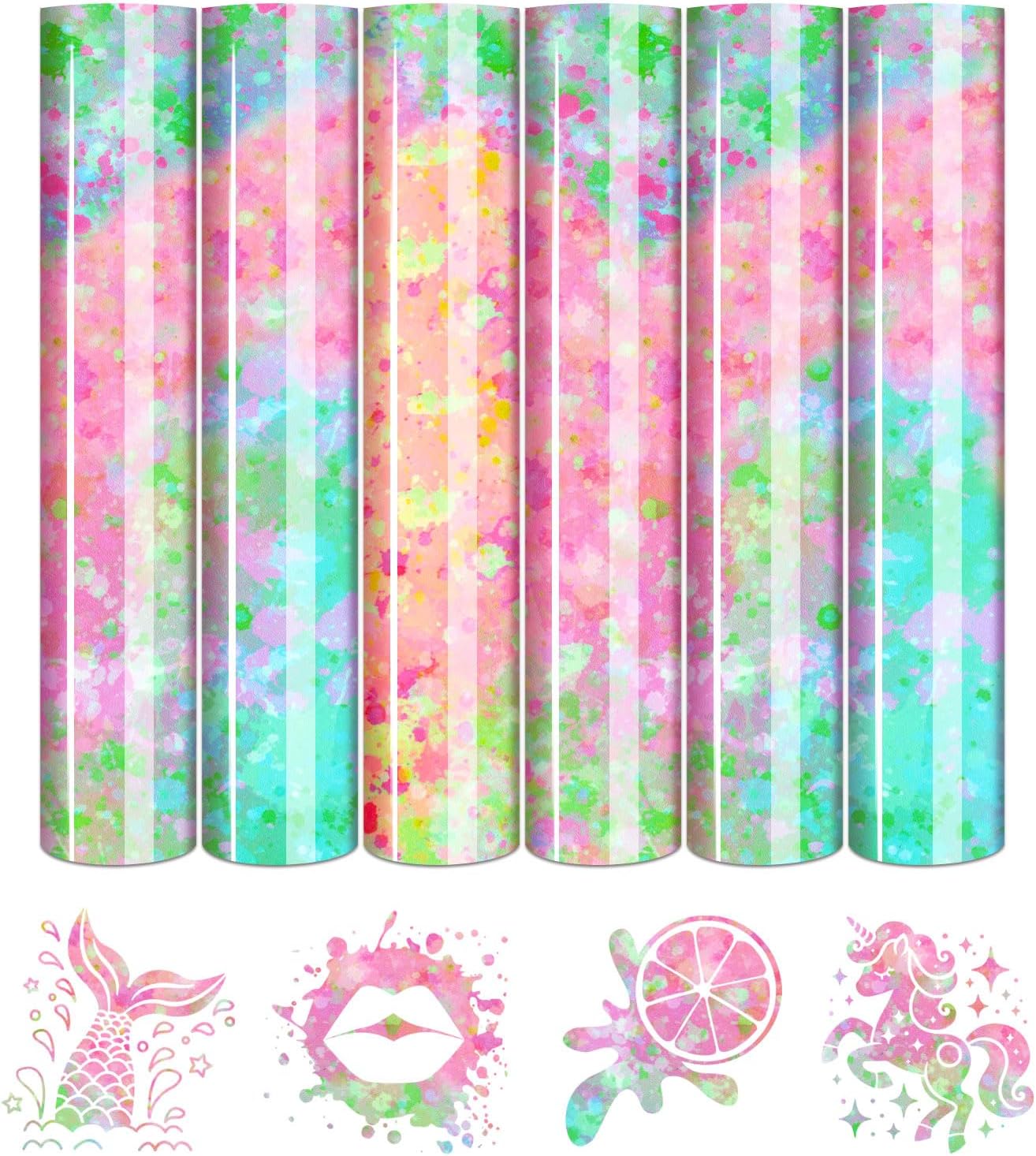 Amazon.com: Tintnut Spring Color Splash Heat Transfer Vinyl - 6 Sheets ...