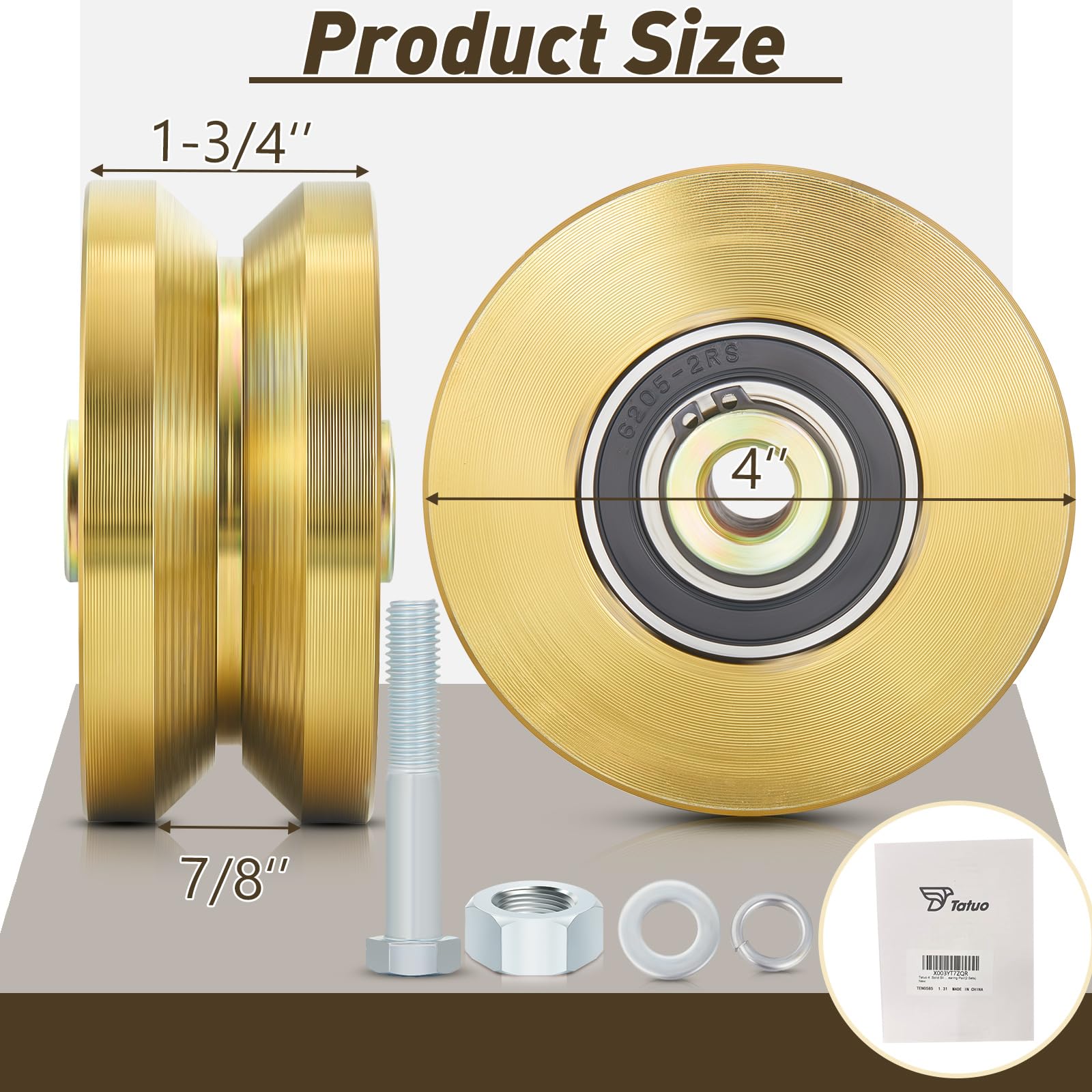 Snapklik.com : Tatuo 4" Solid Slide V Groove Wheels Heavy Duty Sliding ...