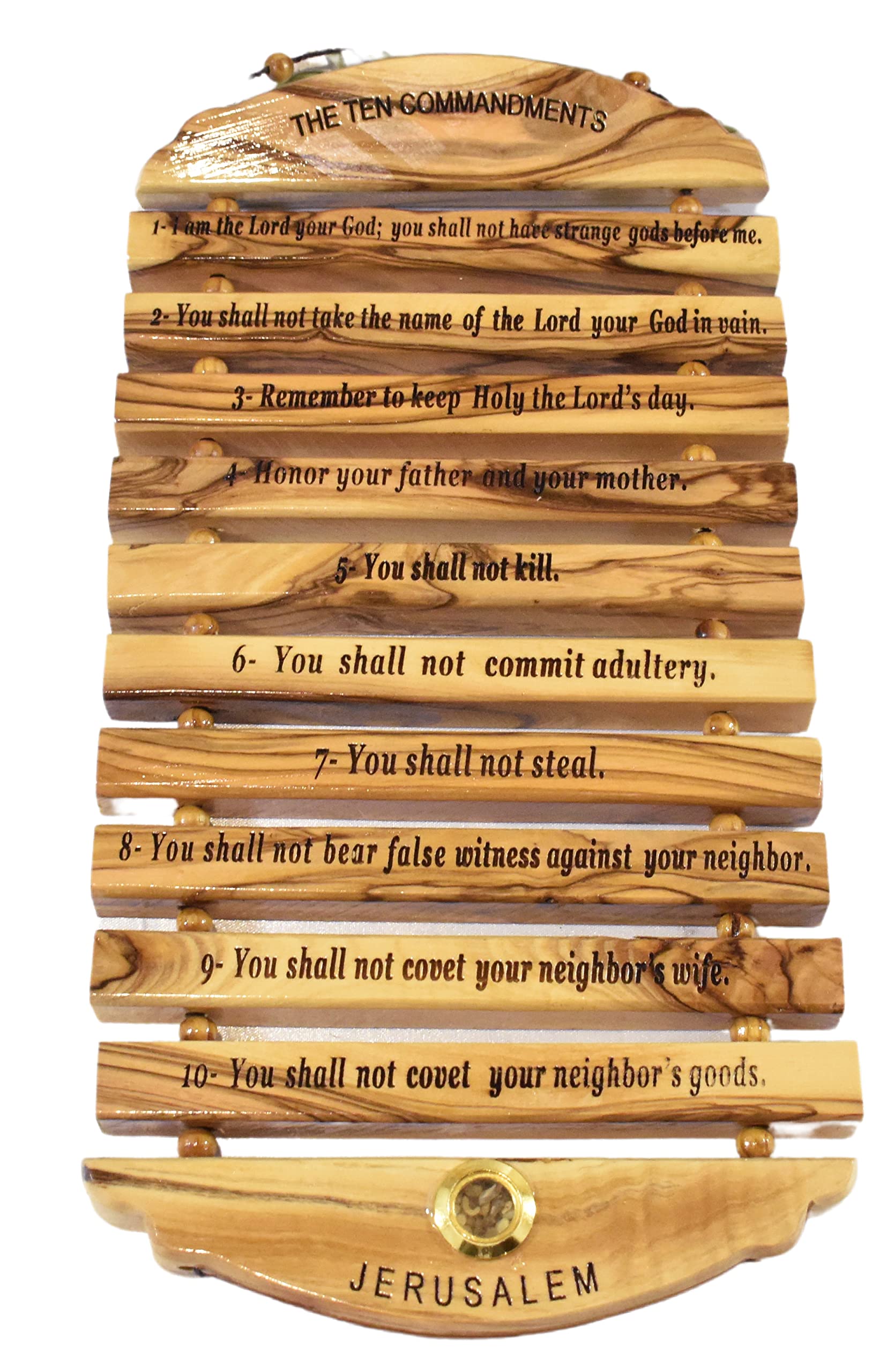 Amazon.com: Ten Commandments Olive Wood Hand Made in the Holy land Wall ...
