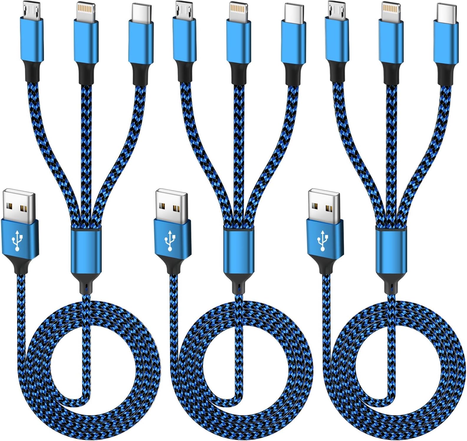 Amazon.com: Multi Charging Cable(3Pack 4FT), 3 in 1 Charging Cable for ...