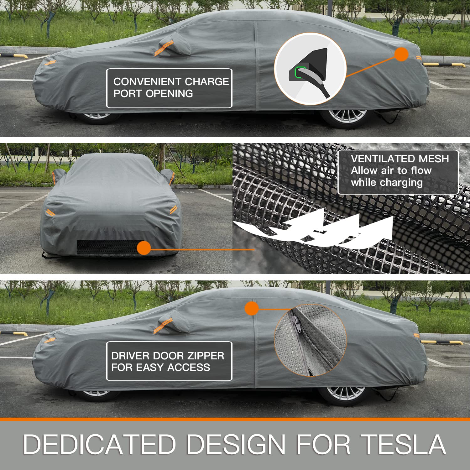 Kayme Heavy Duty Car Cover Waterproof All Weather, Custom Fit for Tesla ...