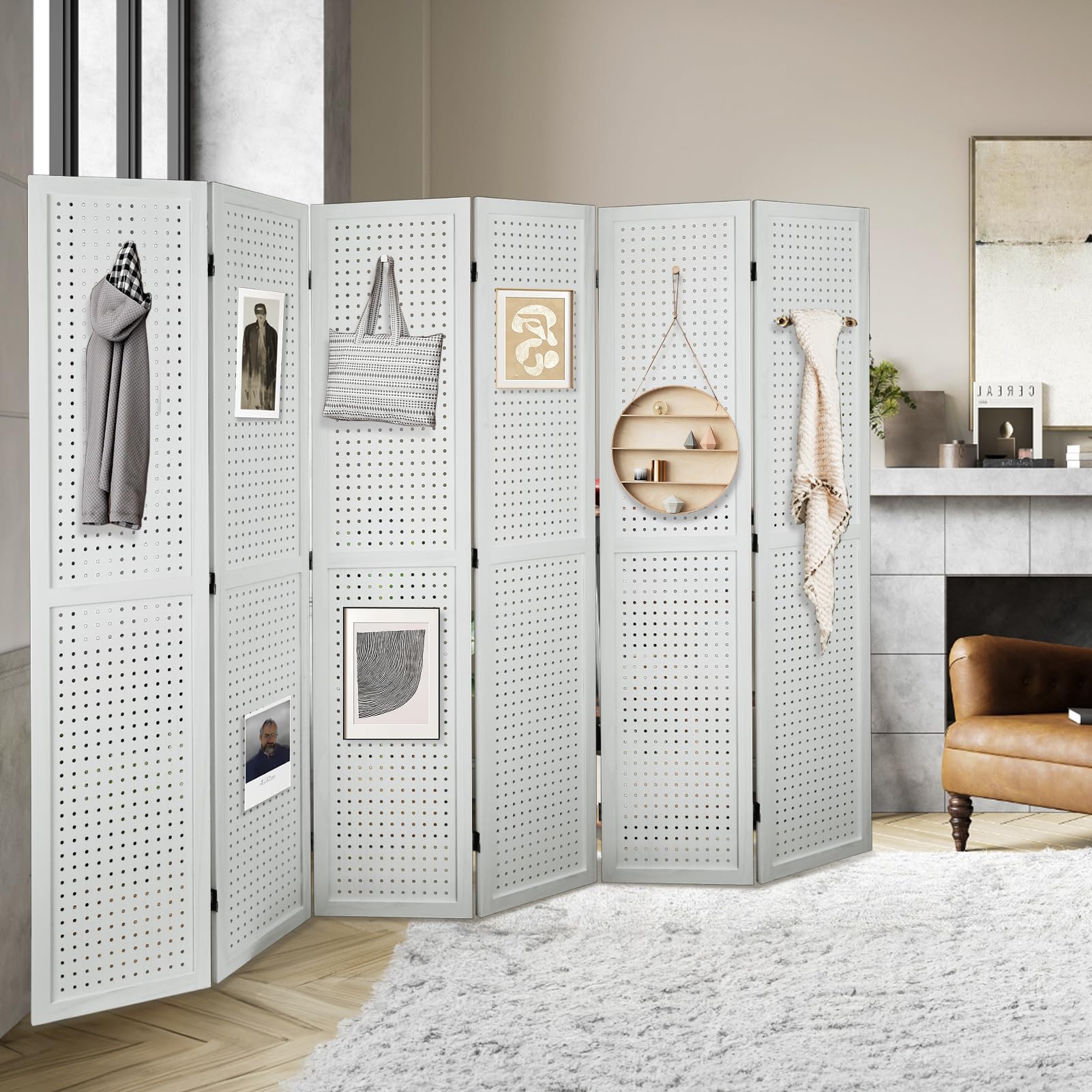 Snapklik.com : BABION Pegboard Display Freestanding, 6 Panel Wood ...