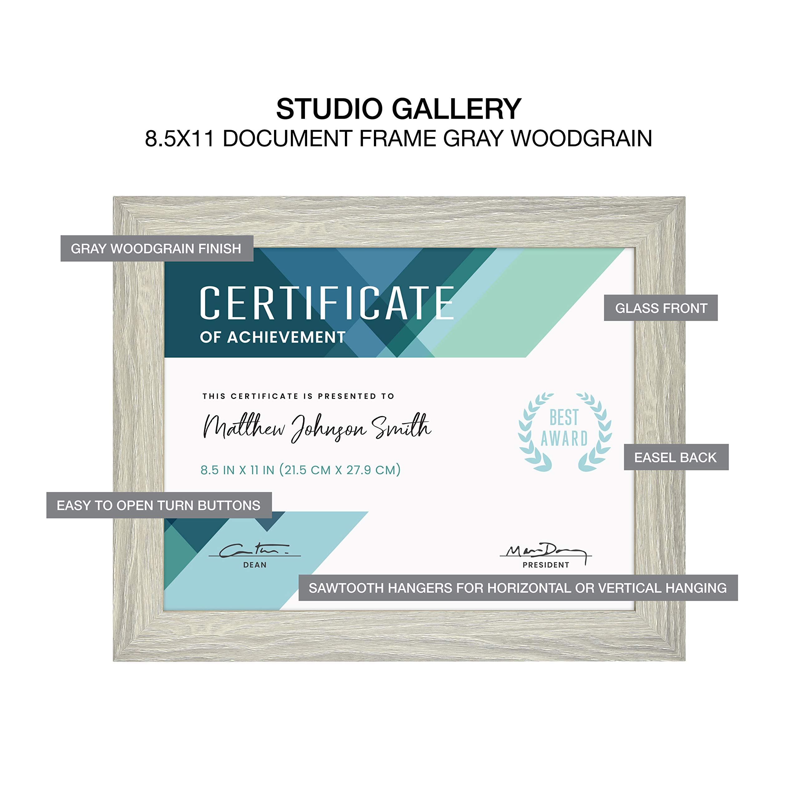 Snapklik.com : Gallery Document Frame Set, Certificate Frames Fit 8.5 X ...