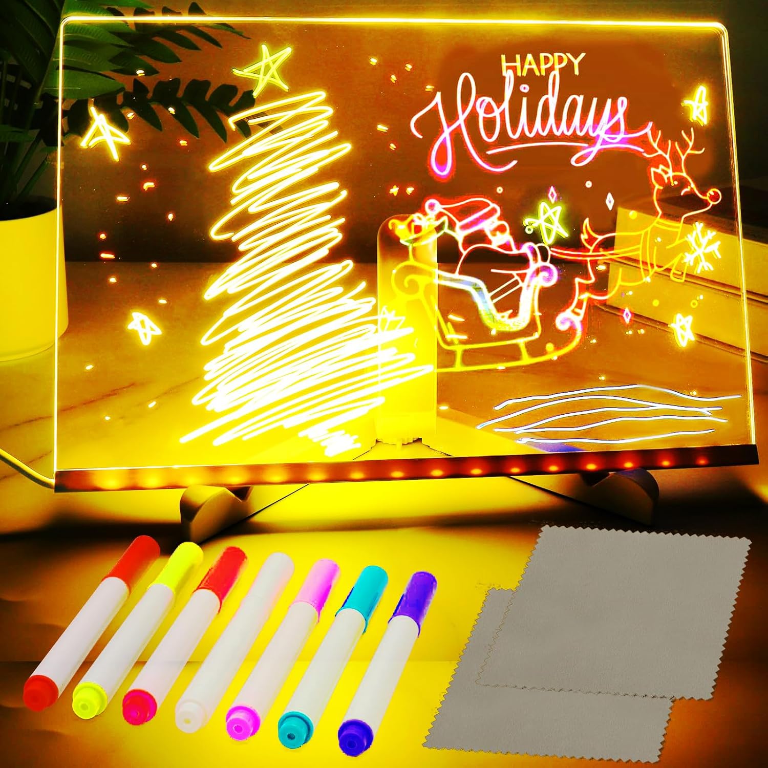 Amazon.com: Led Writing Board with 7 Colors,Luminous LED Message Board ...