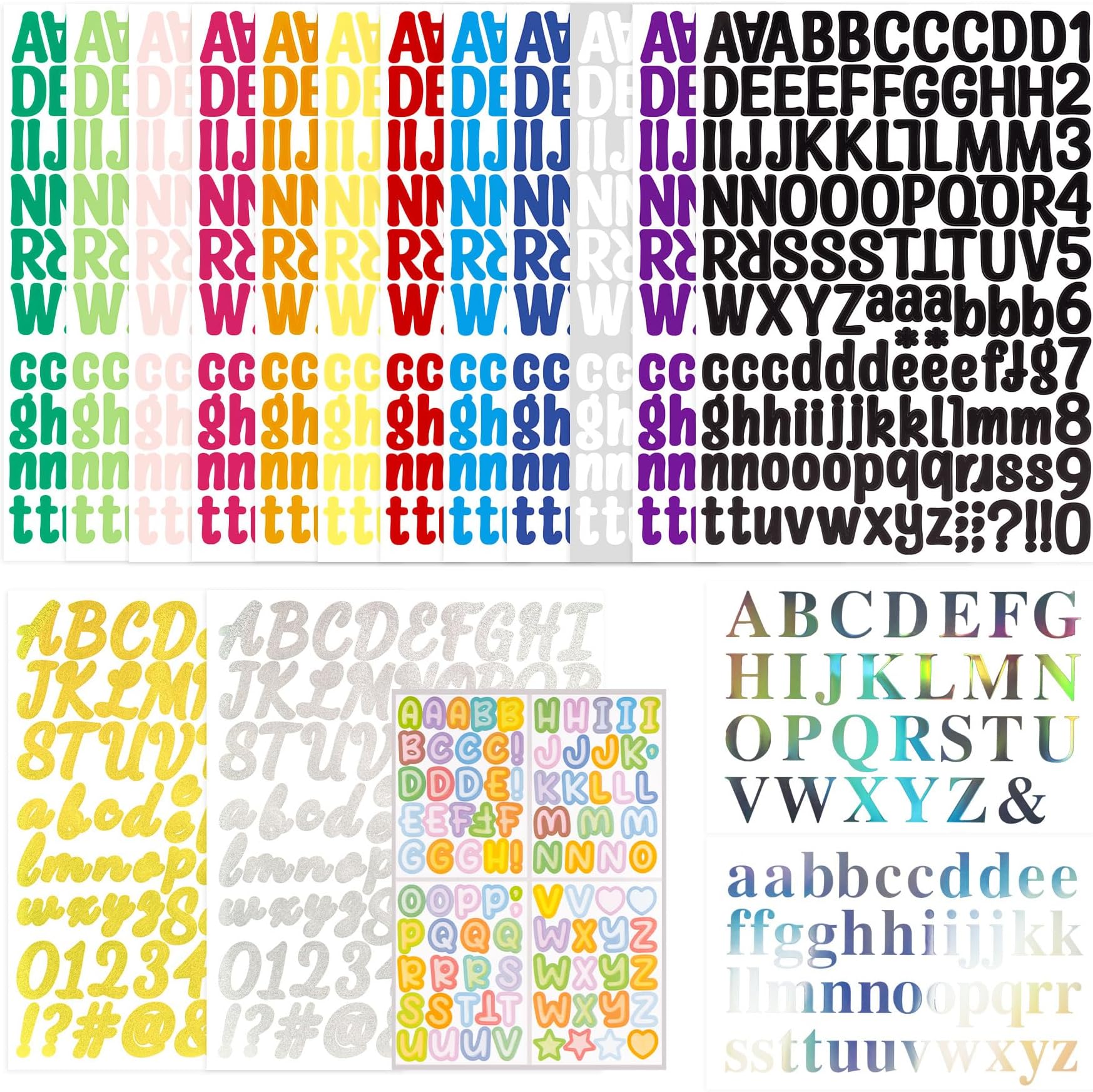 Amazon.com: Larcenciel Alphabet Stickers 1835pcs, Multicolor Vinyl ...