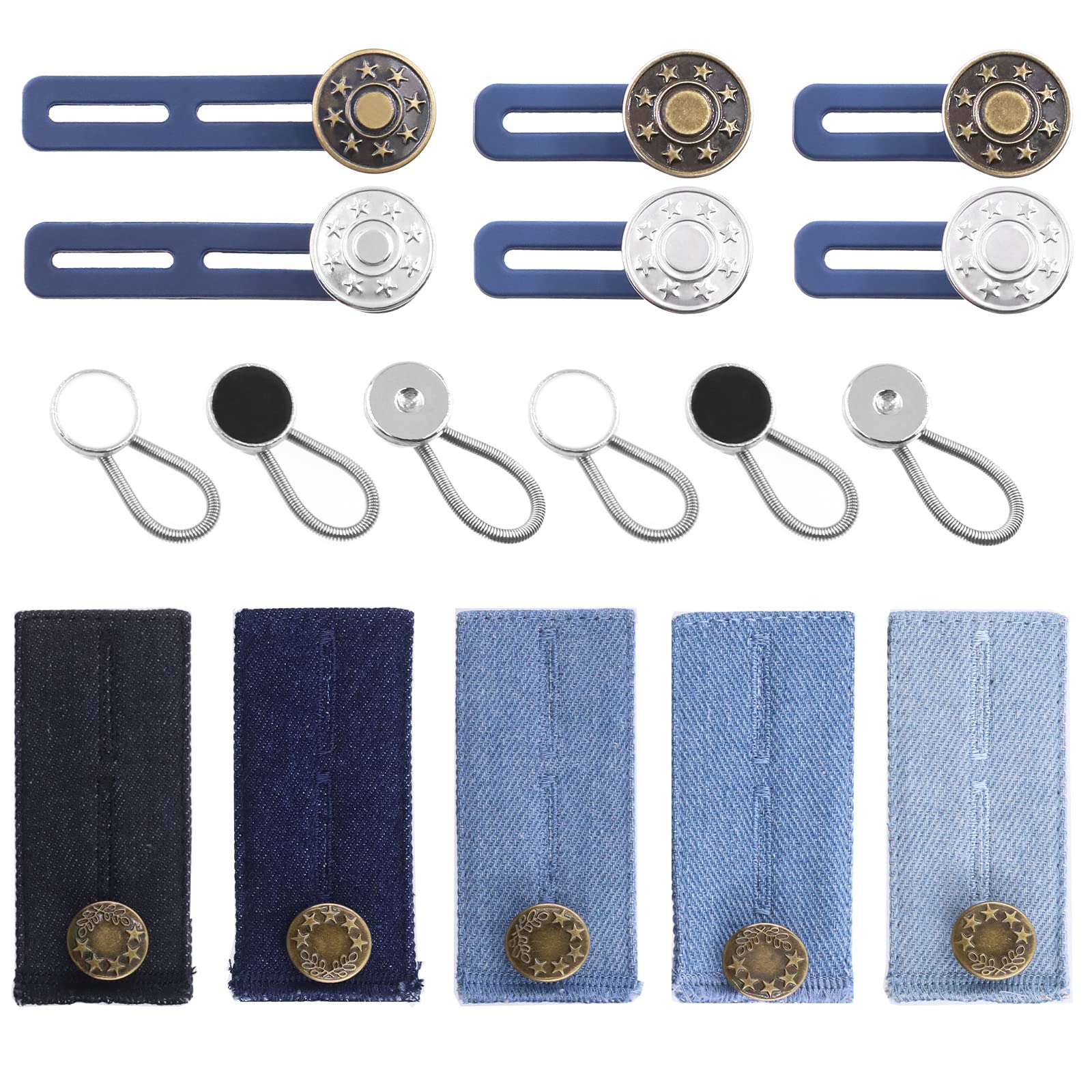 Amazon.com: Rustark 17Pcs Denim Waist Extender Button Adjustable ...
