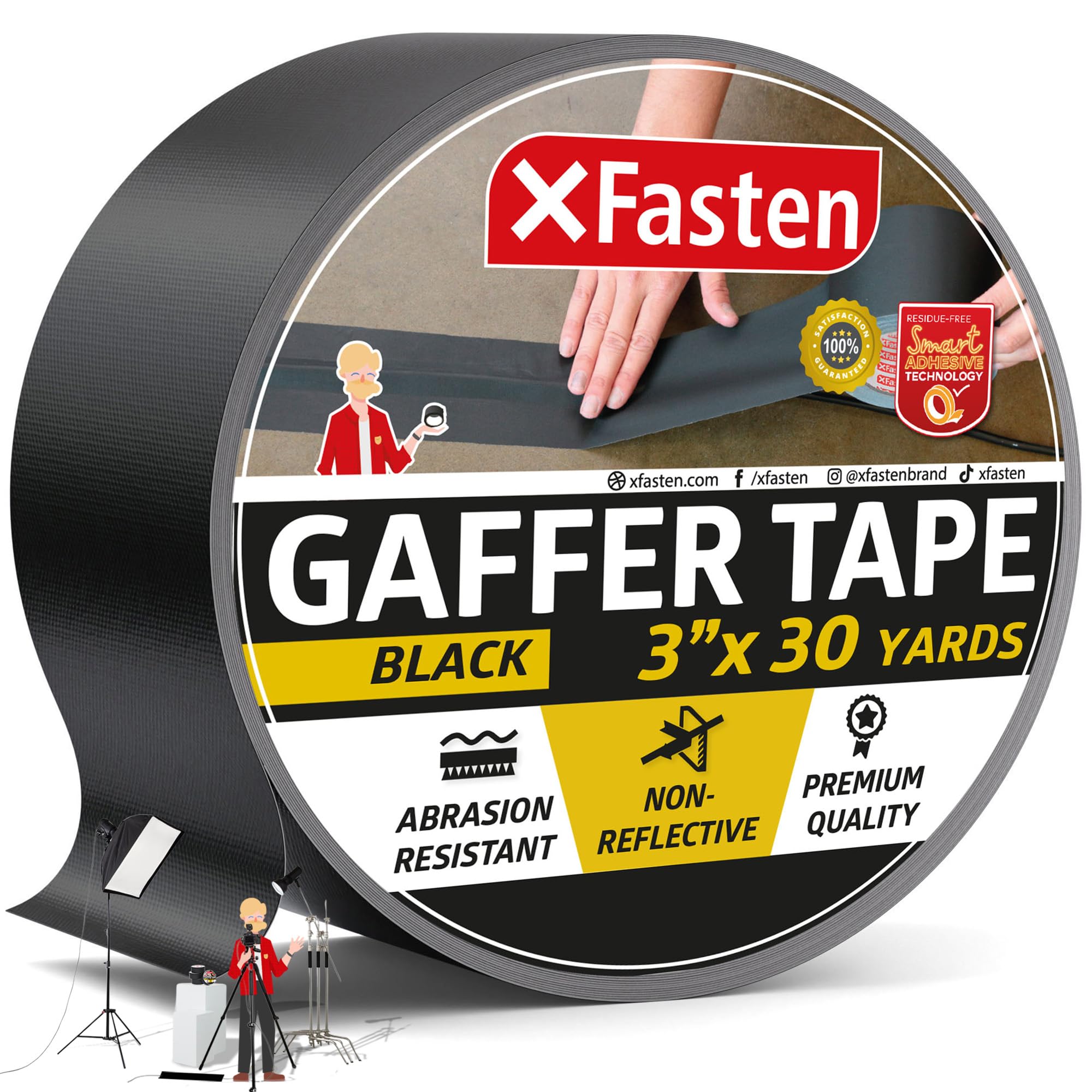 Snapklik.com : XFasten Black Gaffers Tape 3 Inch X 30 Yards