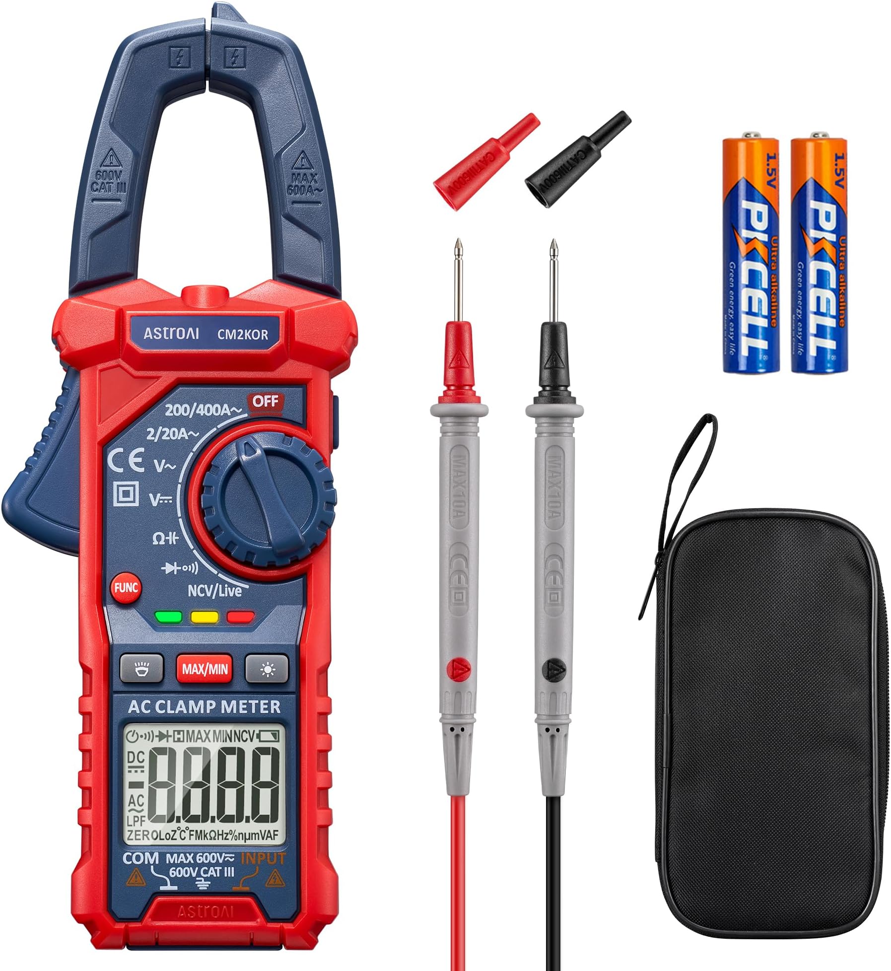 AstroAI Digital Clamp Meter Multimeter 2000 Counts Amp Voltage Tester ...