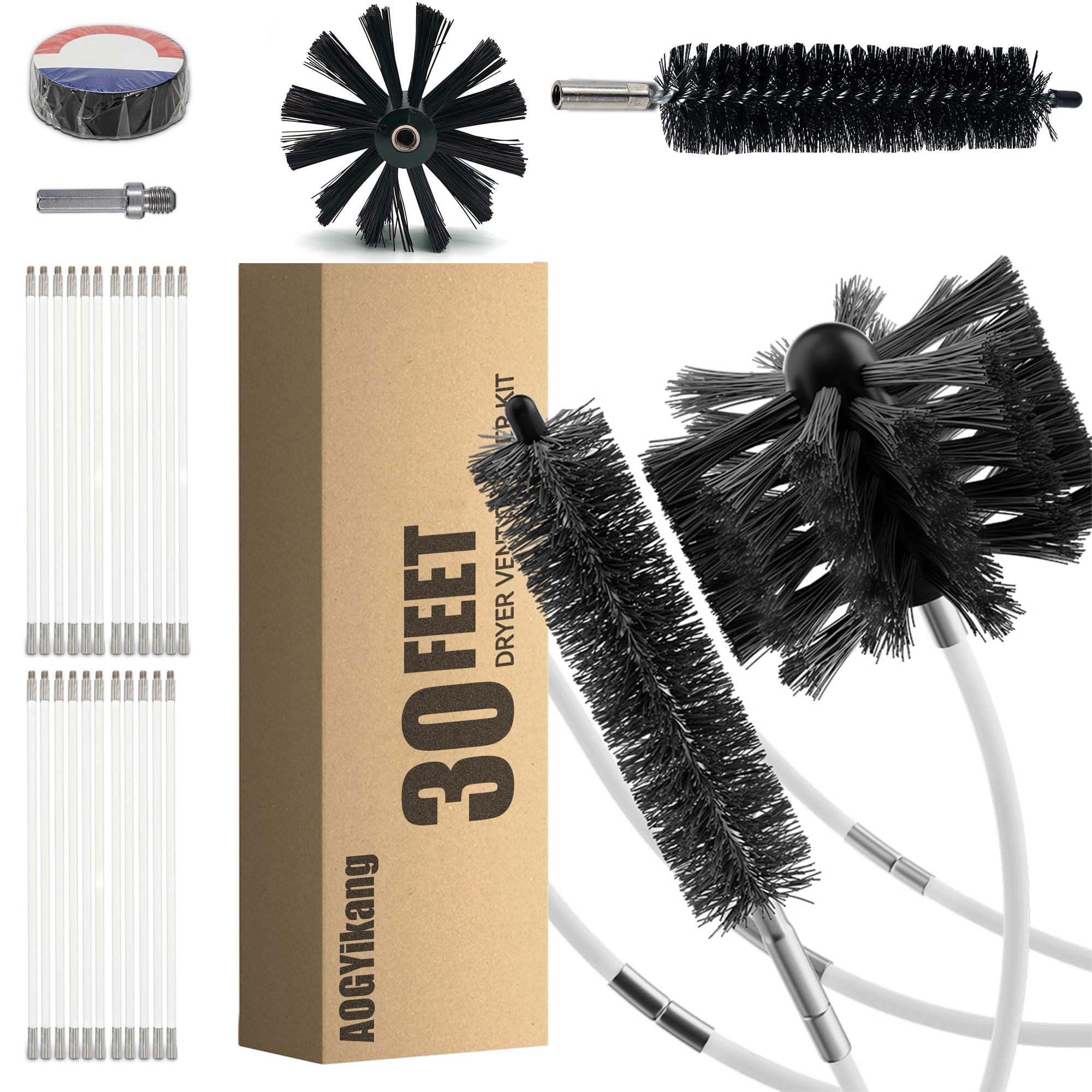 Amazon.com: AOGYikang 30 Feet Dryer Vent Cleaning Brush Kit, Multi ...
