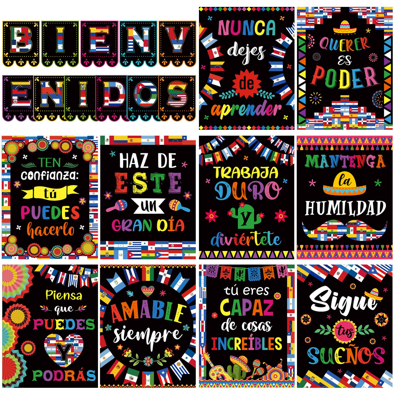 Outus 21 Pcs Hispanic Heritage Month Posters Spanish Motivation Posters ...