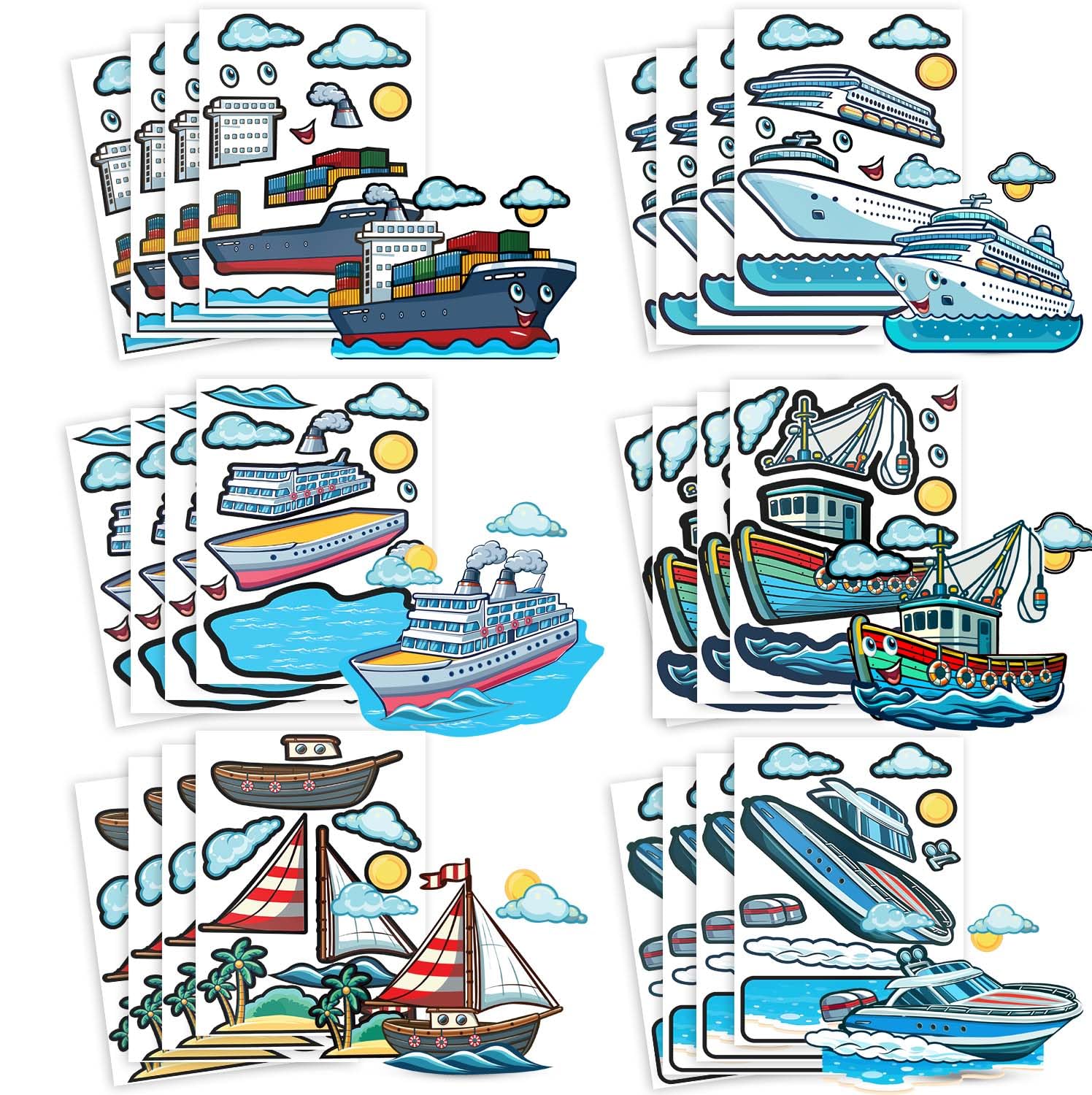 Amazon.com: 24 Make A Boat Stickers for Kids - Create Your Own Speed ...