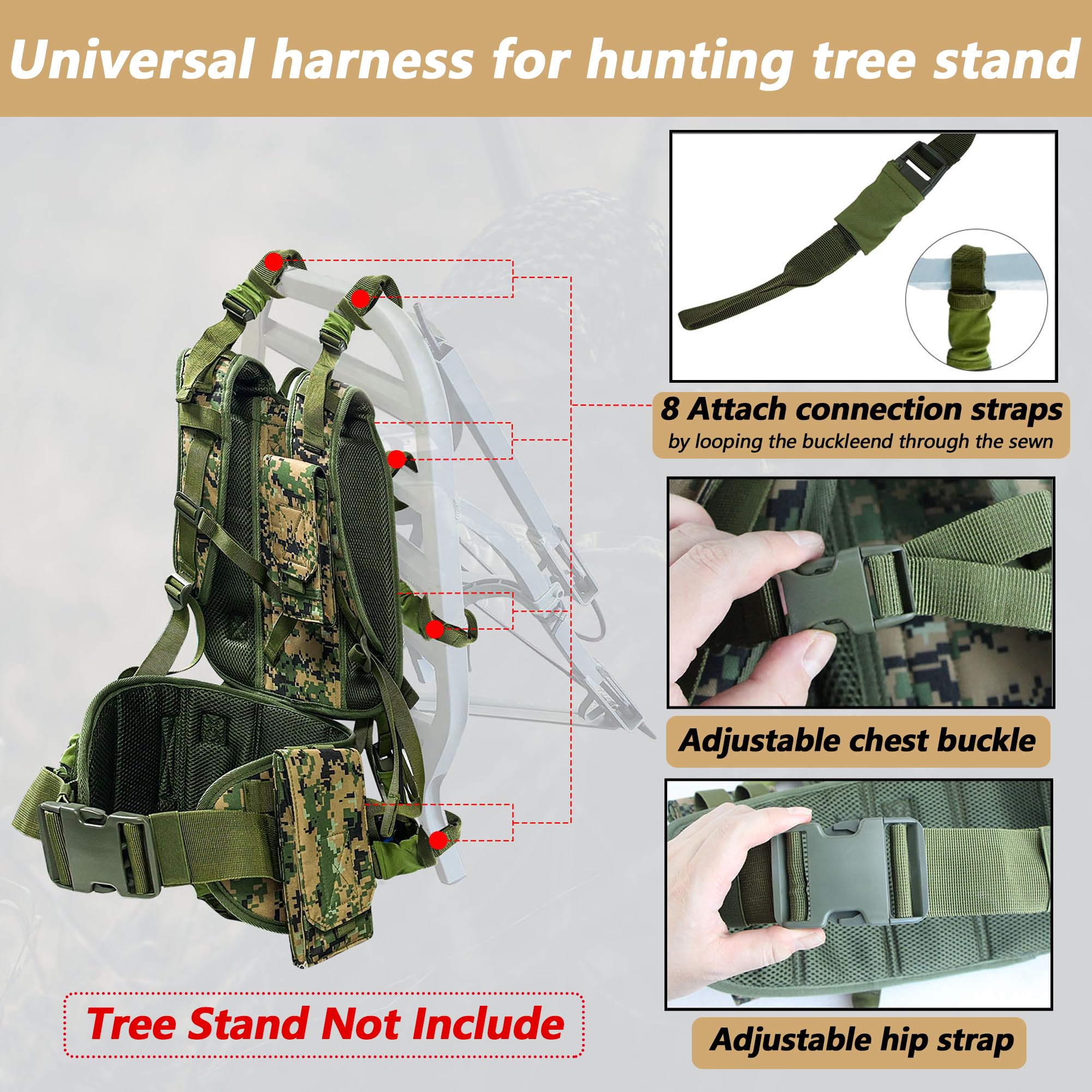 Ergonomic Camouflage Hunter Safety Harness Transport System Universal ...