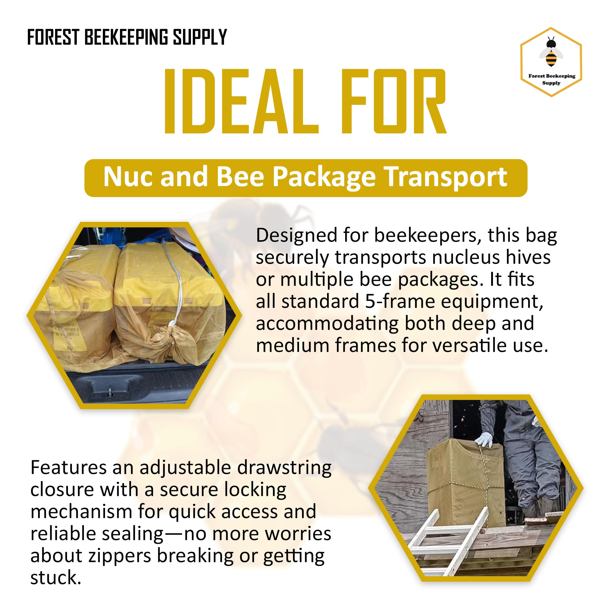 Snapklik.com : Premium Beekeeping Hive Package Mesh Transport Bags, 100 ...