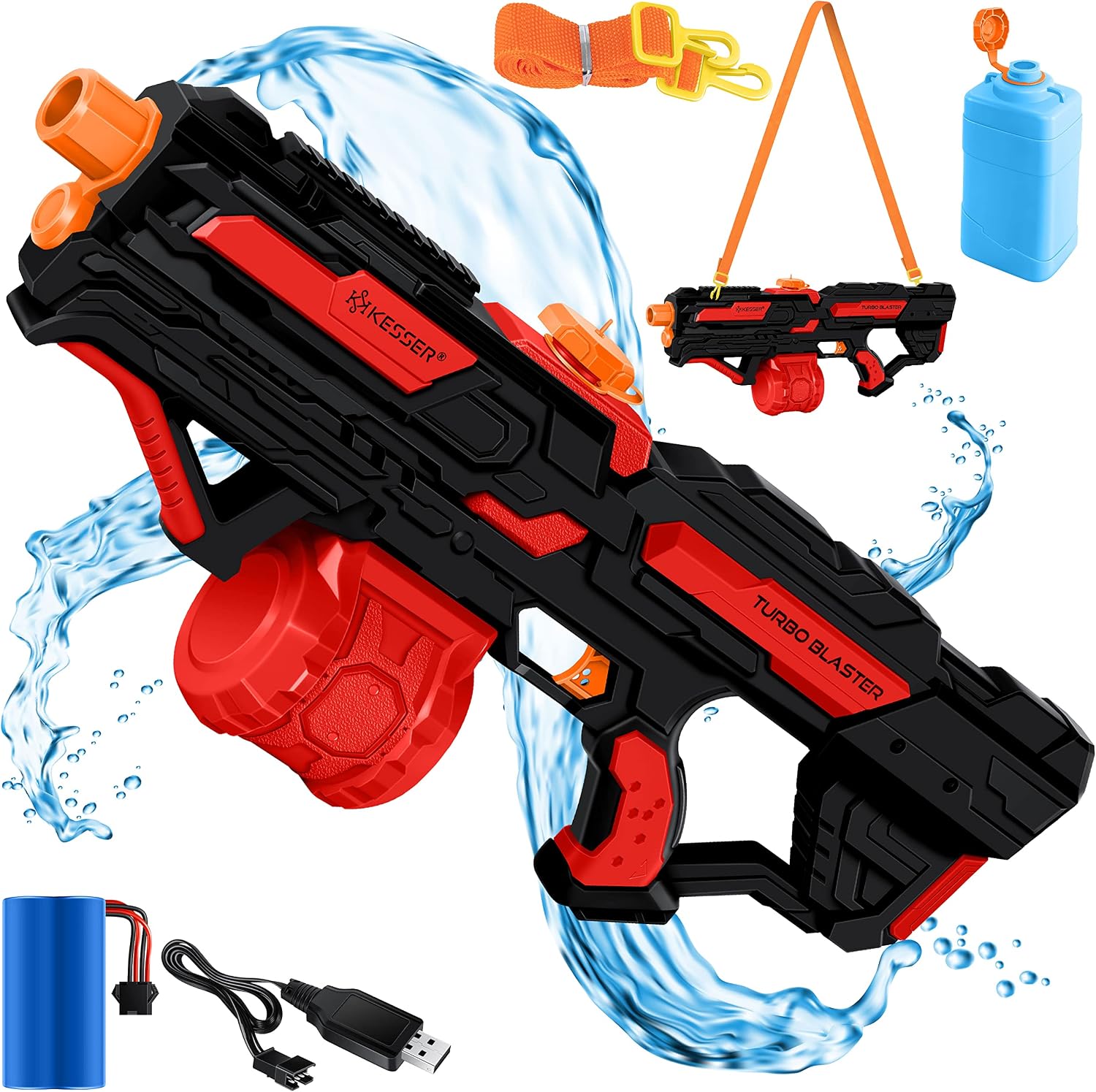 KESSER® Elektrisk vattenpistol med batteri Sprutpistol 1000 ml + 600 ml ...